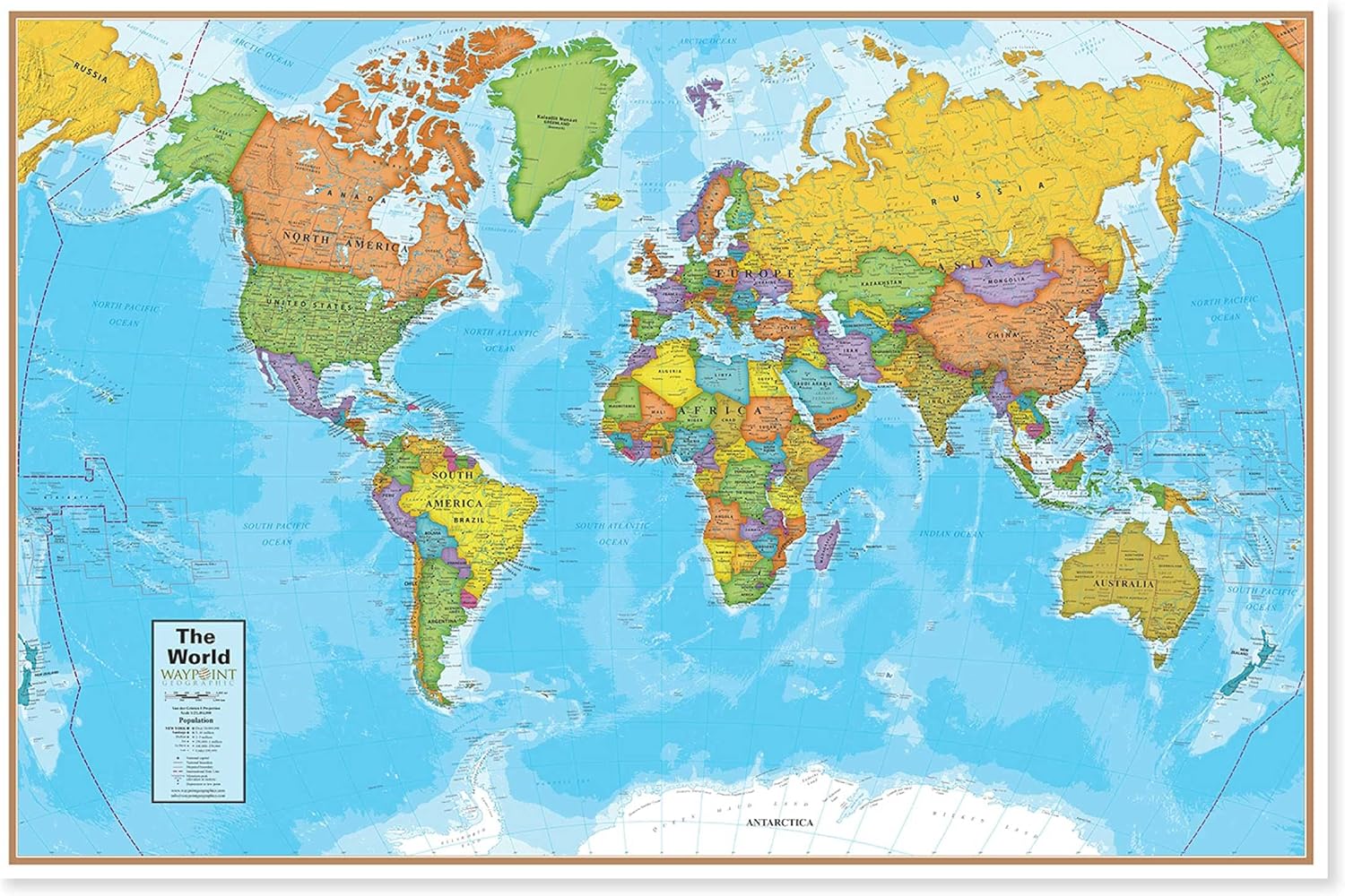 Waypoint Geographic Blue Ocean World Wall Map (24" x 36") - Current UP ...