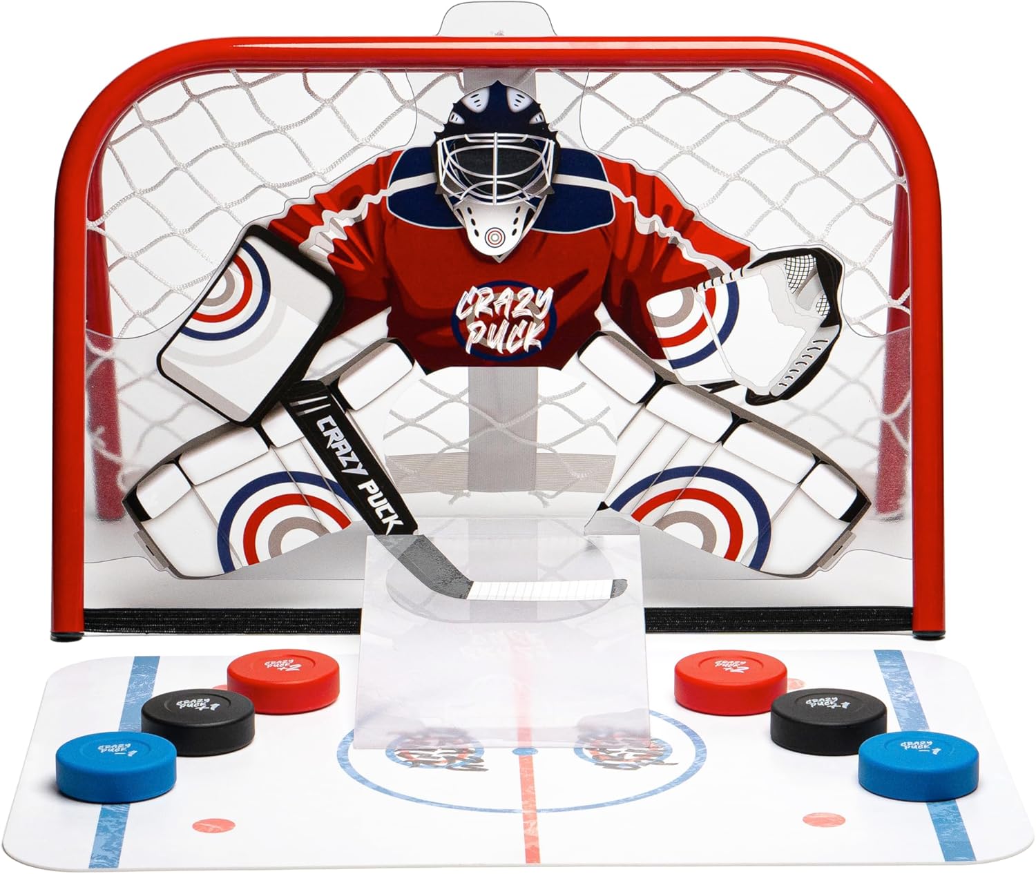 Crazypuck Hockey Net with 16" x 24" Shooting Board & 6 Pucks | Perfect ...