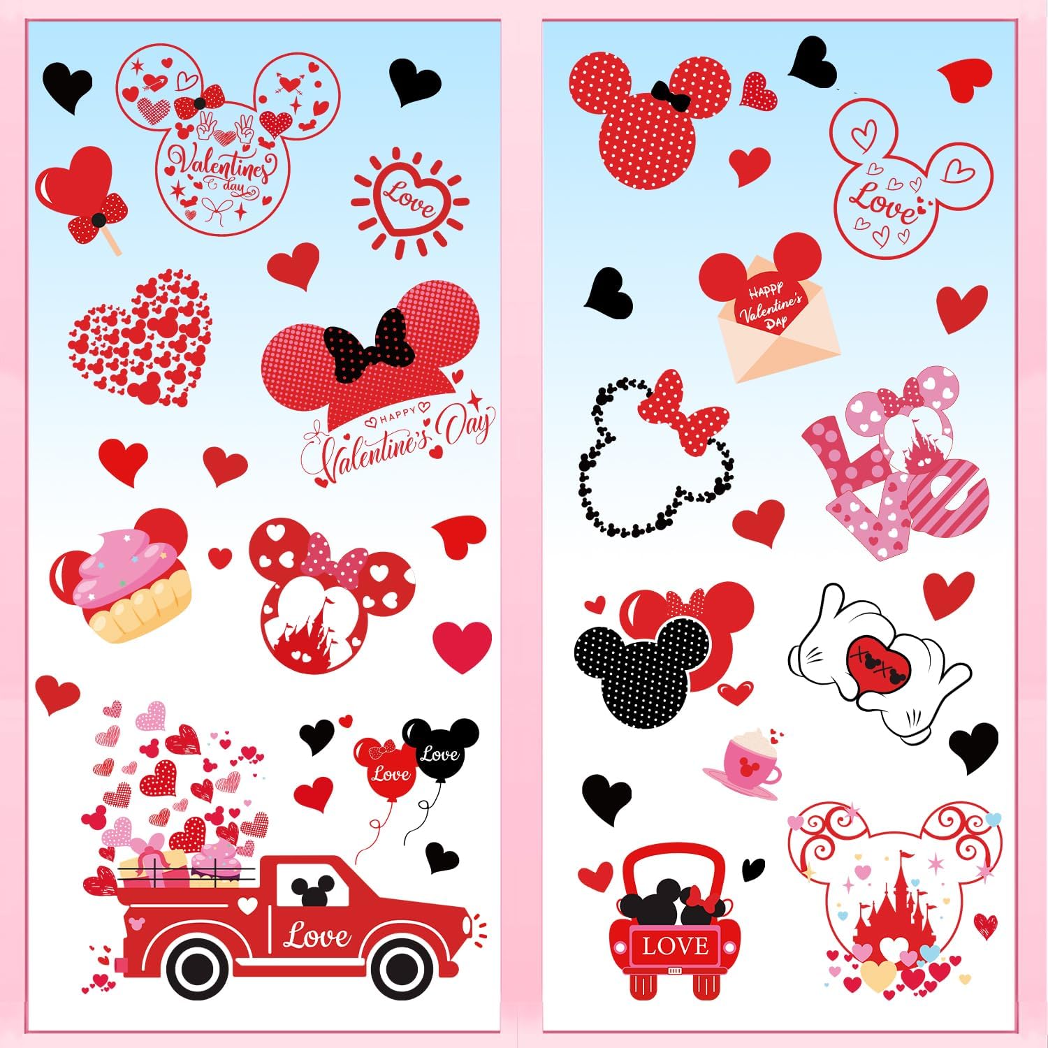 Amazon.com: Valentine’s Day Window Clings, Cute Cartoon Mouse PVC Glass ...