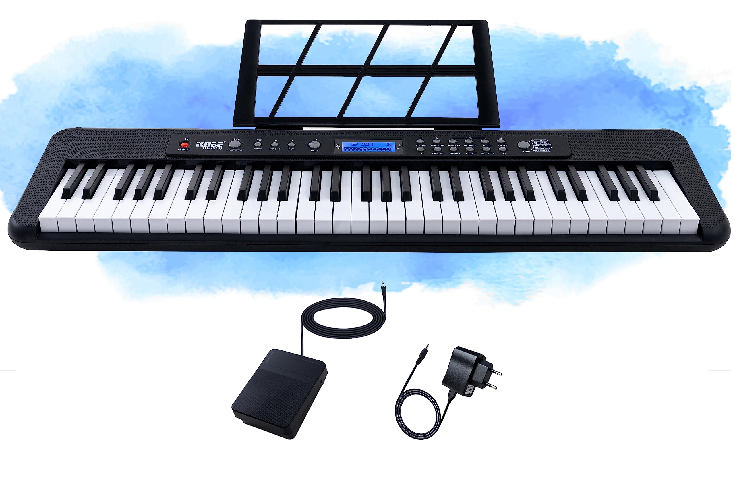 Teclado Musical Kobe KB-300 5/8 61 Teclas com Sensibilidade ao Toque com Pedal Sustain : Amazon ...