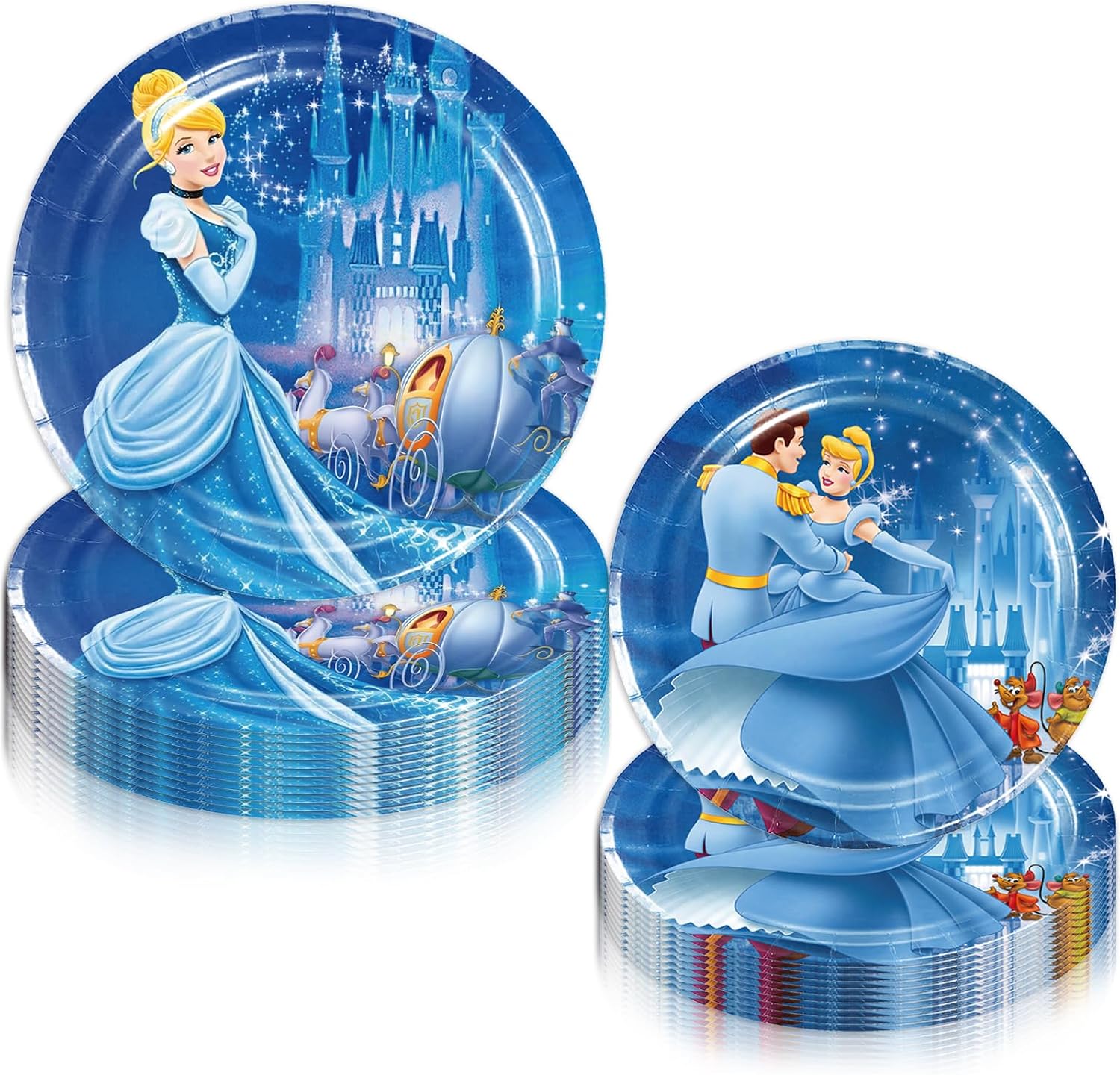 Amazon.com: QICI 40pcs Cinderella Party Plates Birthday Supplies ...
