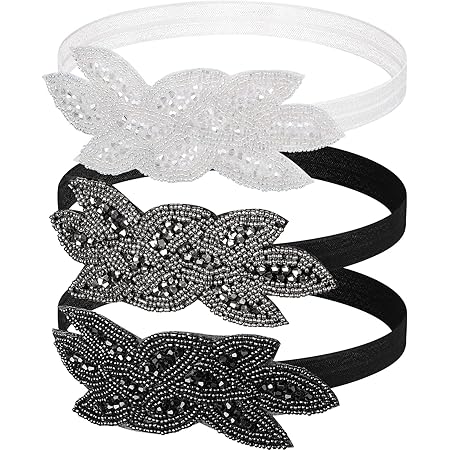 6 Pieces Flapper Headband Floral Leaf Flapper Headpiece Rhinestone ...