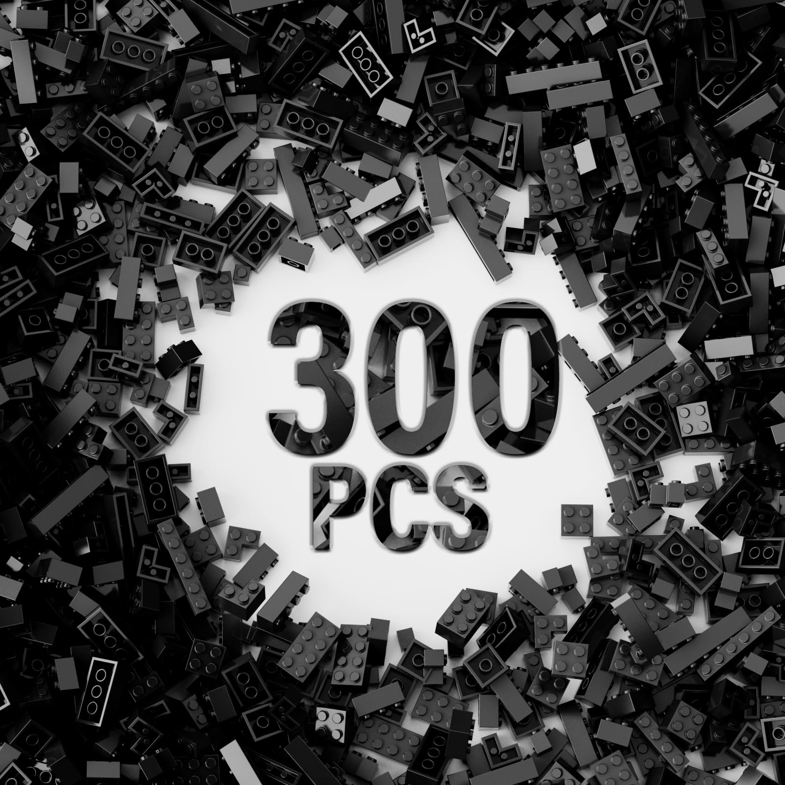 Amazon.com: 300 Piece Black Bricks Bulk Assortment Pack, Black Brick ...
