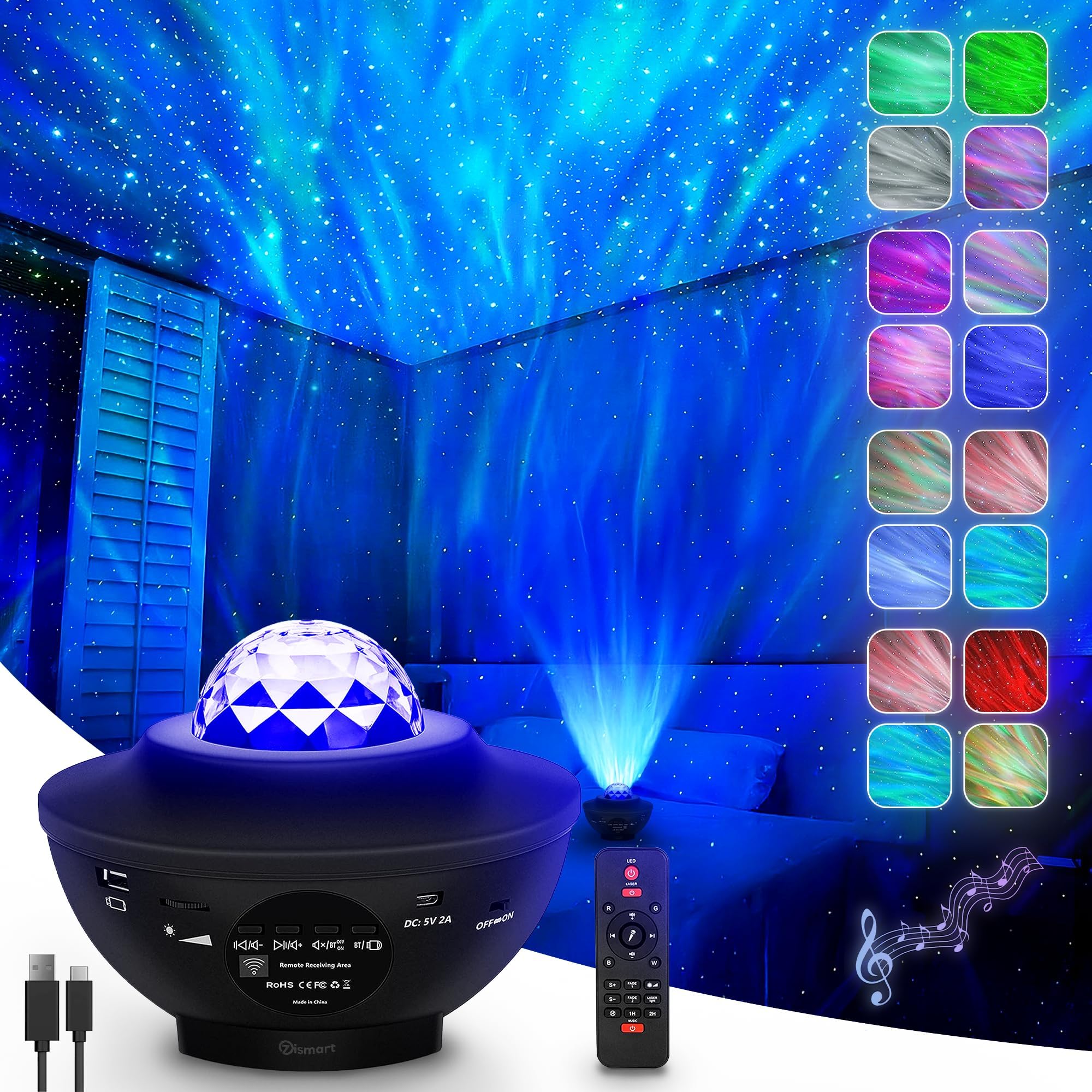 Galaxy Projector Star Night Light with Bluetooth Speaker Remote Nebula ...