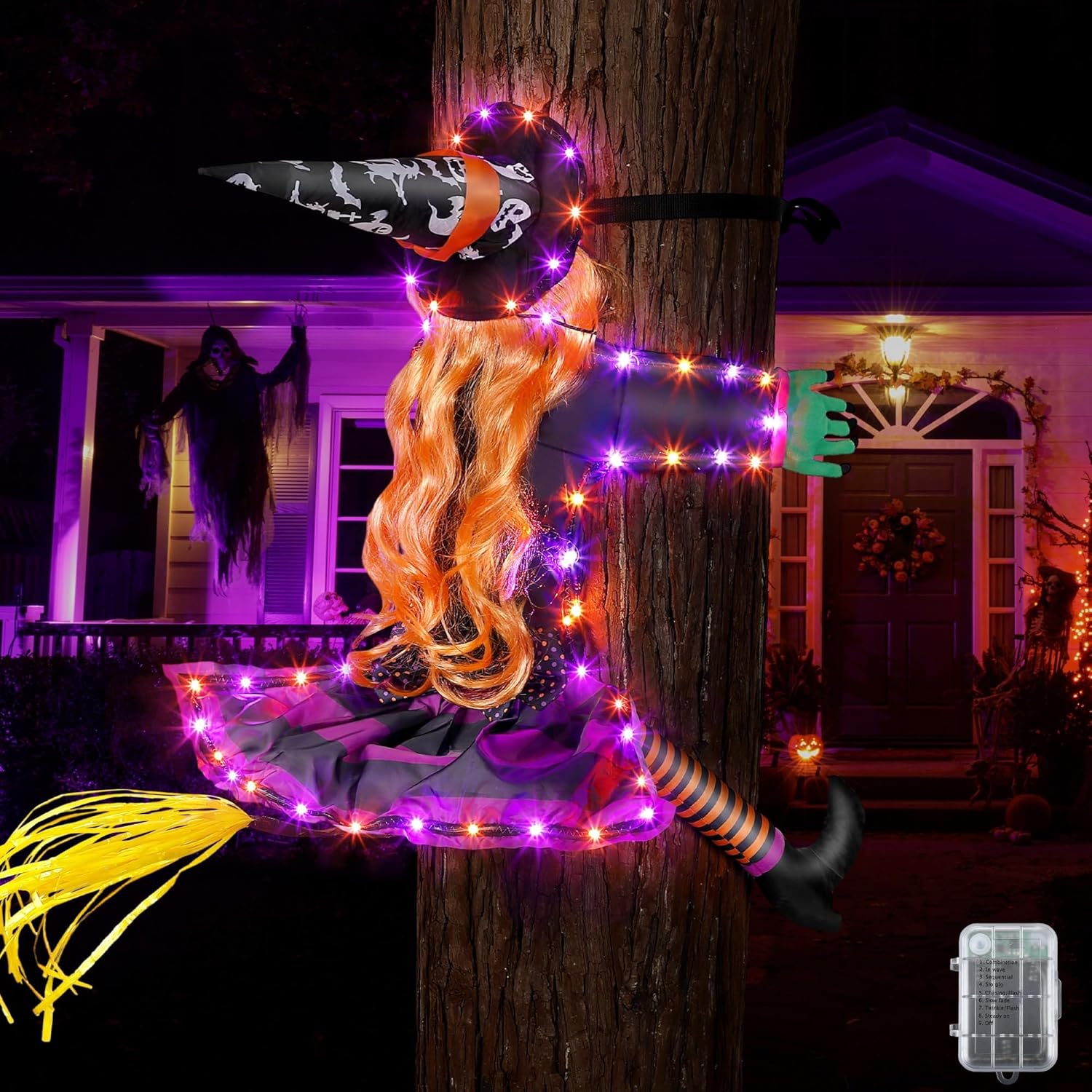 Brujas Decoracion Halloween Exterior, Bruja Halloween con Luces de ...