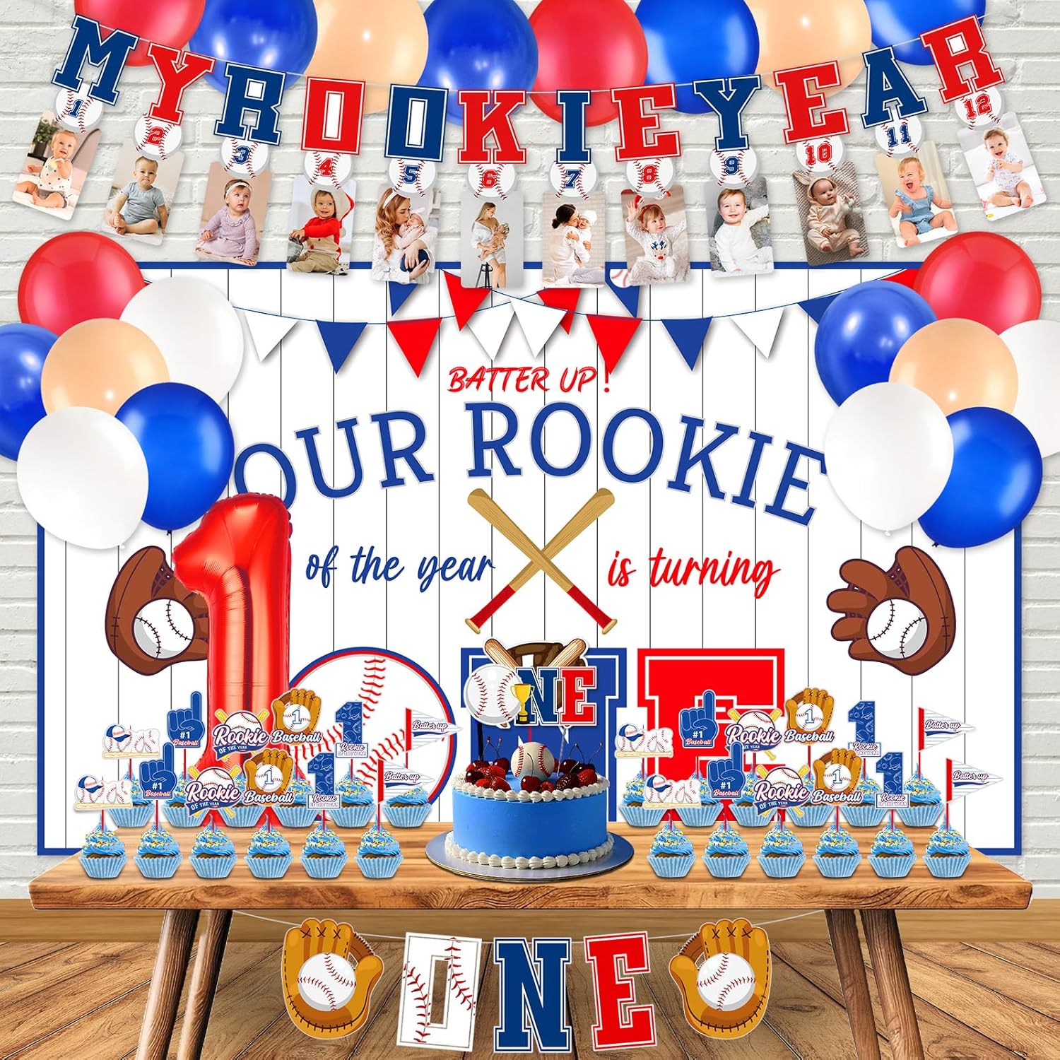Amazon.com: Rookie of The Year Baseball 1st Birthday Decorations for ...