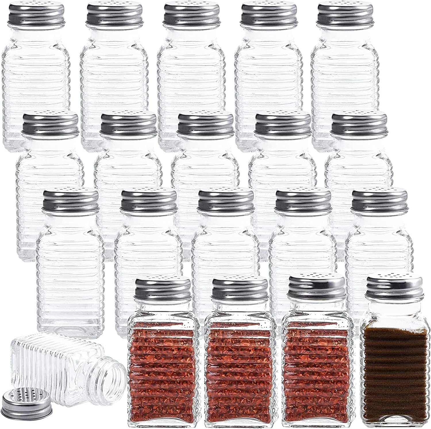 WUWEOT 30 Pack Salt and Pepper Shakers, 100ml Glass Shakers Spice Jar ...