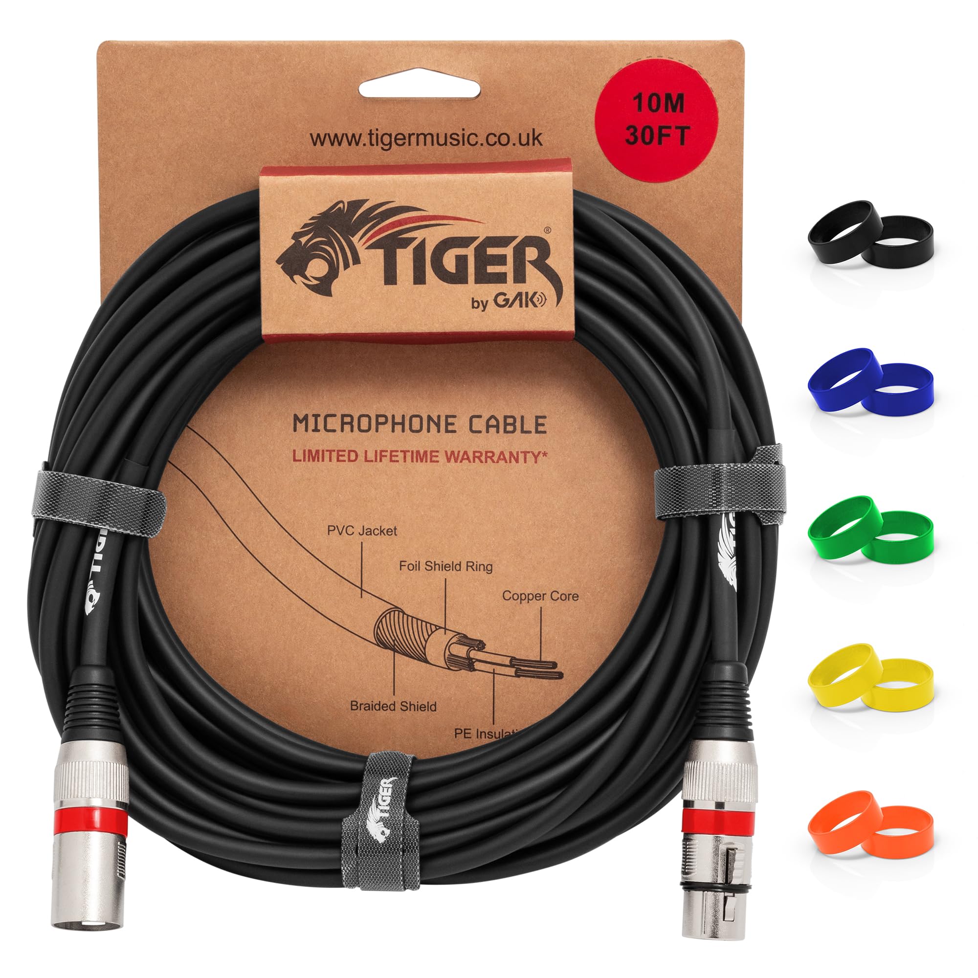 TIGER MIC4-10 Microphone Cable - XLR-m to XLR-f - 10 Metres,Black ...