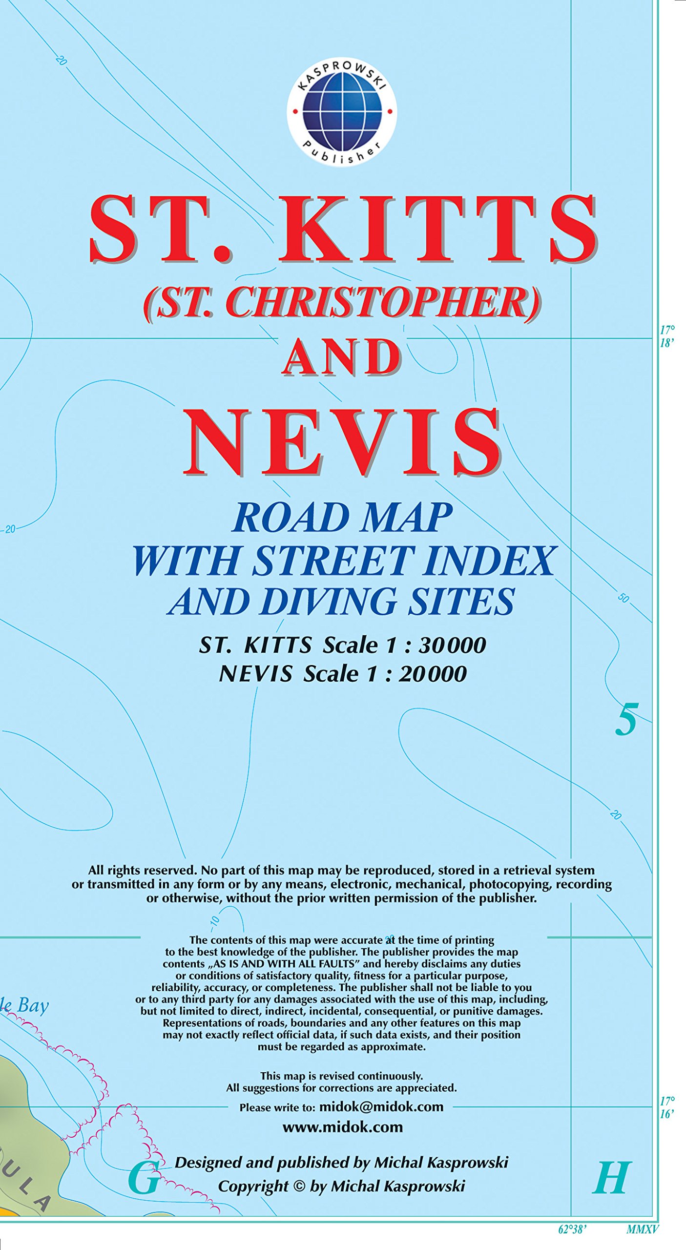 St. Kitts (St. Christopher) and Nevis Road Map 1:30K/20K: Kasprowski ...