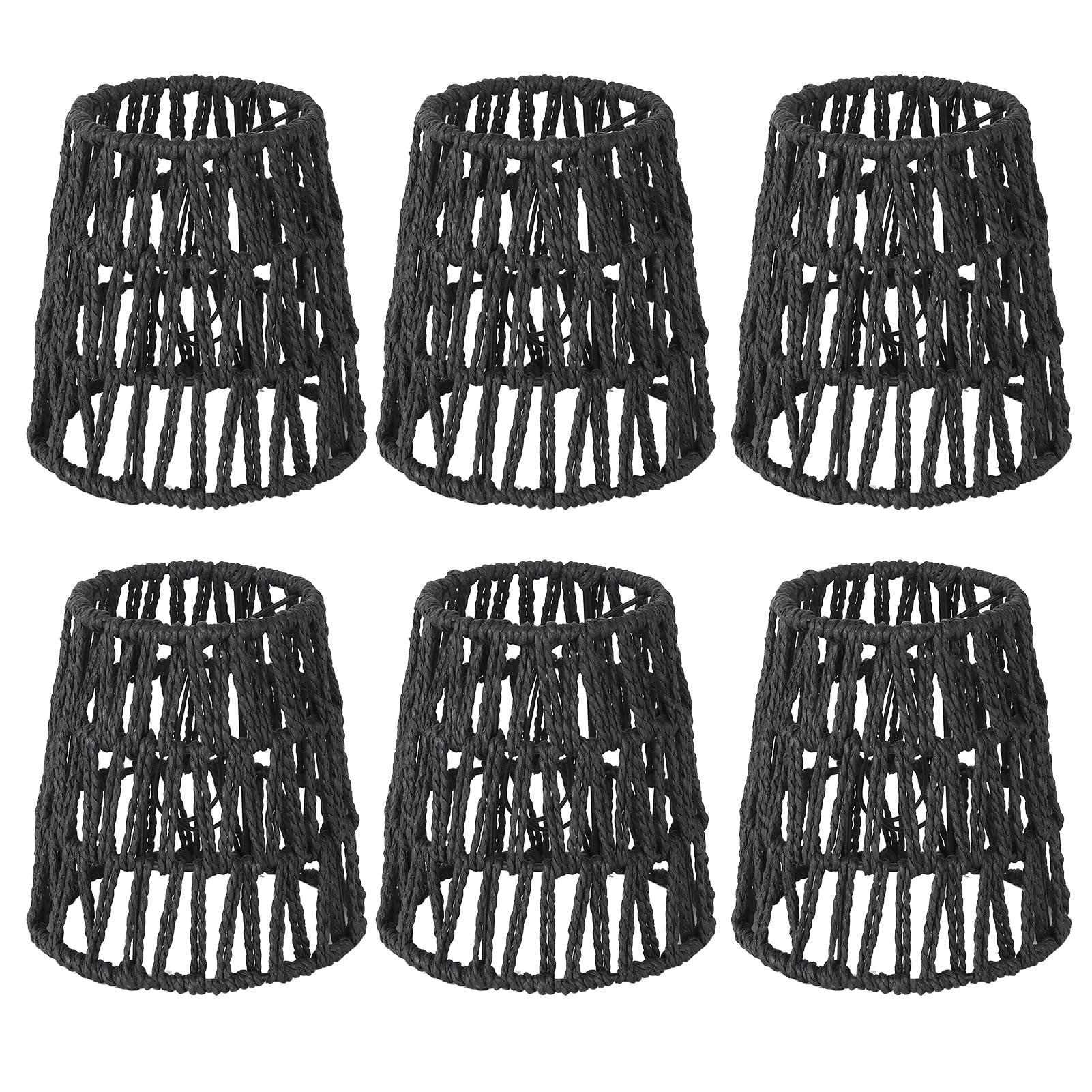 Small Lamp Shade Set of 6 Chandelier Shades 3.9" X 5.5" X 5.5" Black ...