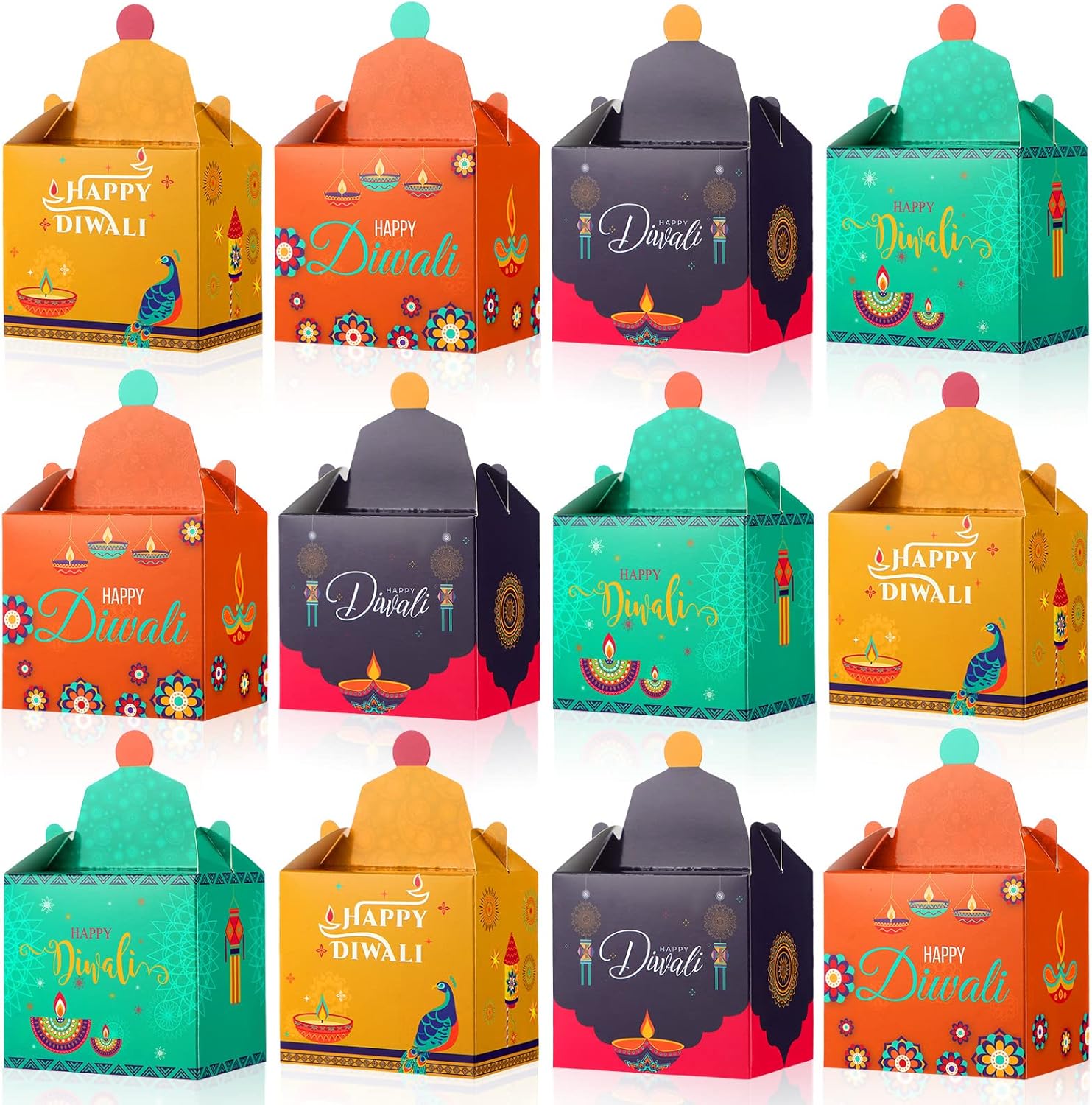 Eersida 12 Pack Happy Diwali Treat Box Party Favors for Sweets - Gift ...