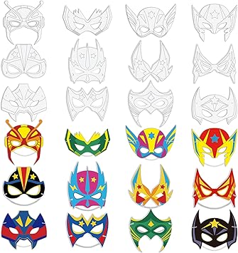 Amazon.com: Sosation 72 Pcs Color Your Own Hero Masks Crafts for Kids ...