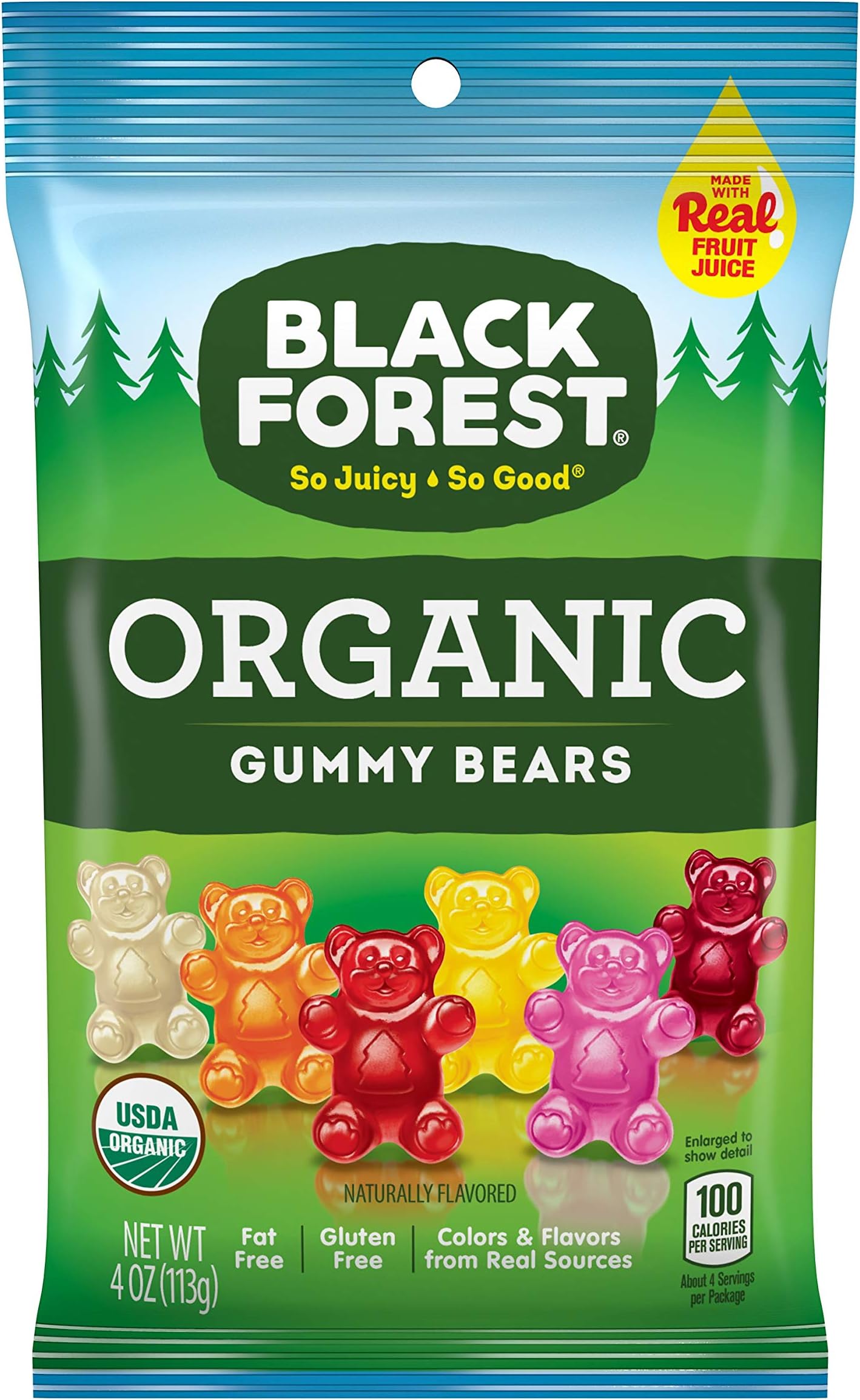 Amazon.com : Black Forest Gummy Worms Candy, Real Fruit Juice, 6 oz ...