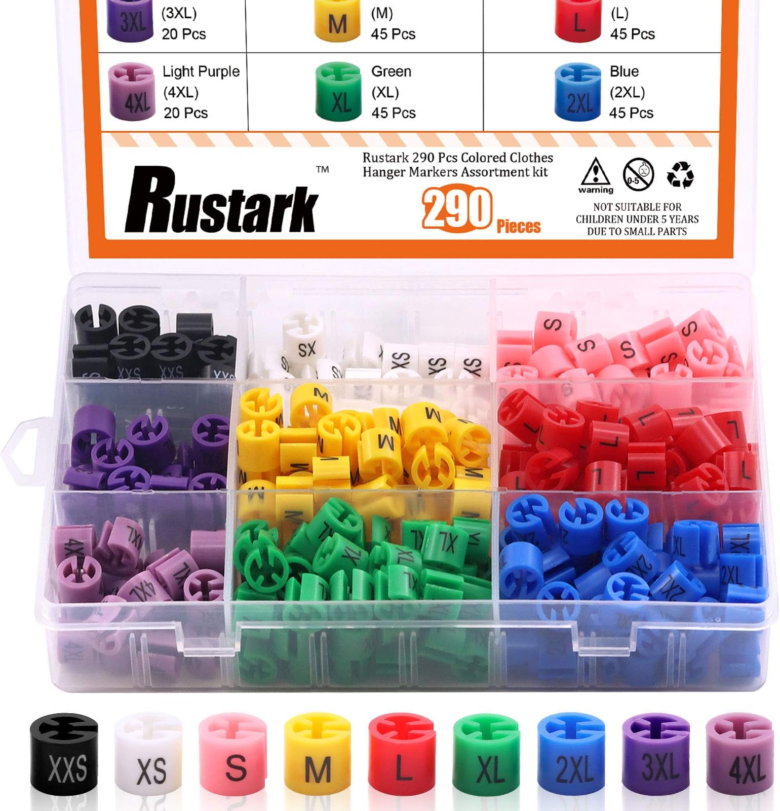 Amazon.com: Rustark 290 Pcs Colored Clothes Hanger Markers Assortment ...