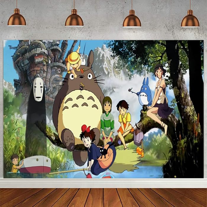 Buy wukou Studio Ghibli Party Decorations Backdrop, Happy Birthday ...