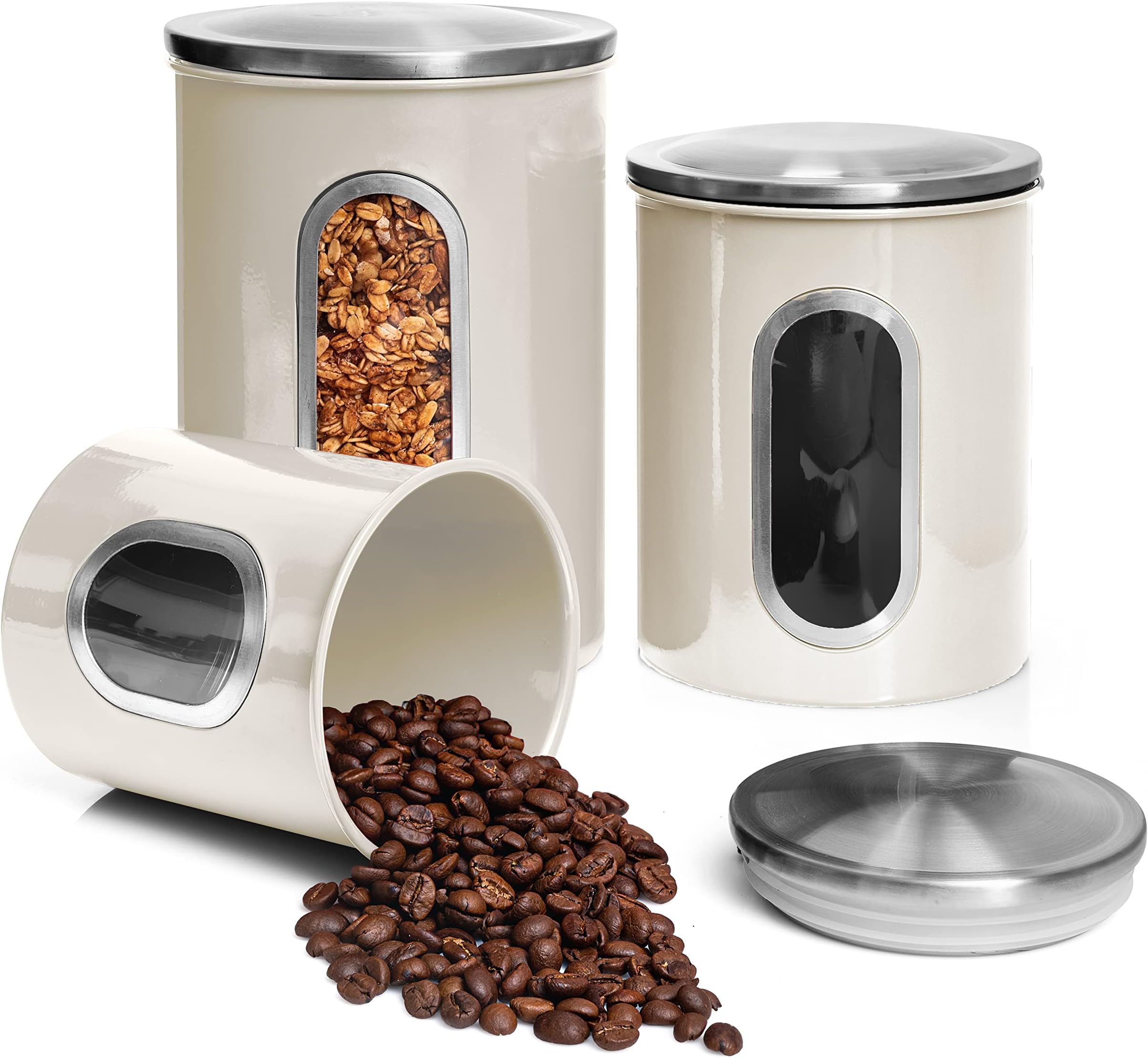 Amazon.com: 6 Pack Kitchen Canisters Set 20 oz Airtight Coffee Sugar ...