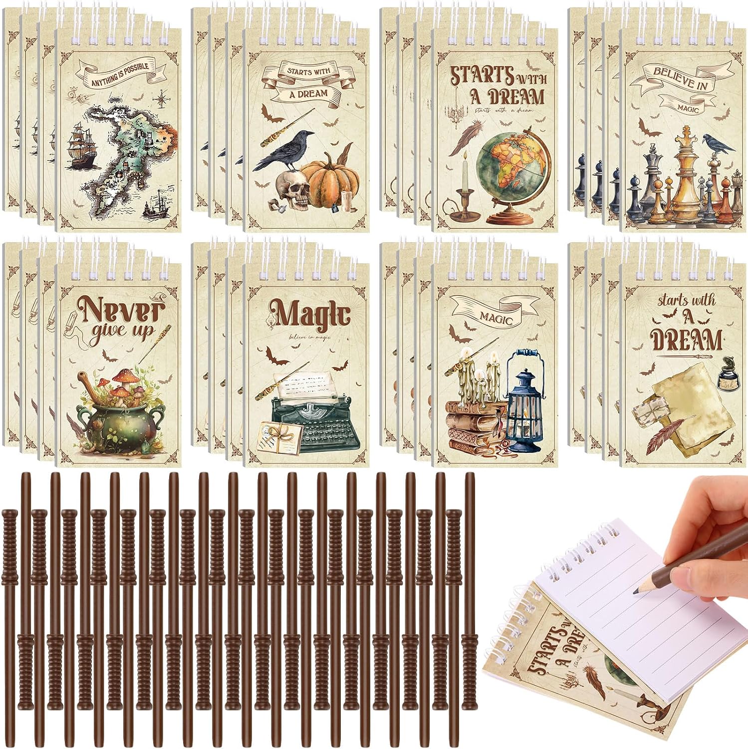 Amazon.com: Yexiya 64 Pack Magical Wizard Notepads Set Spiral Notebooks ...