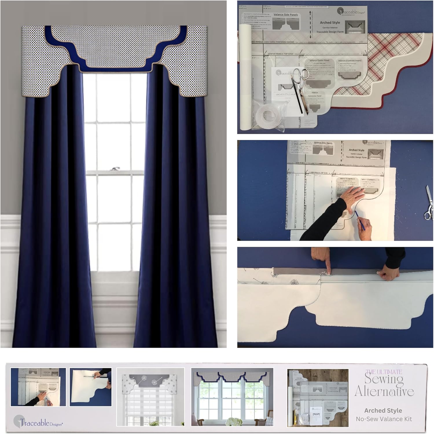 Amazon.com: Traceable Designer Arched Cornice Valance, Patented Sewing ...