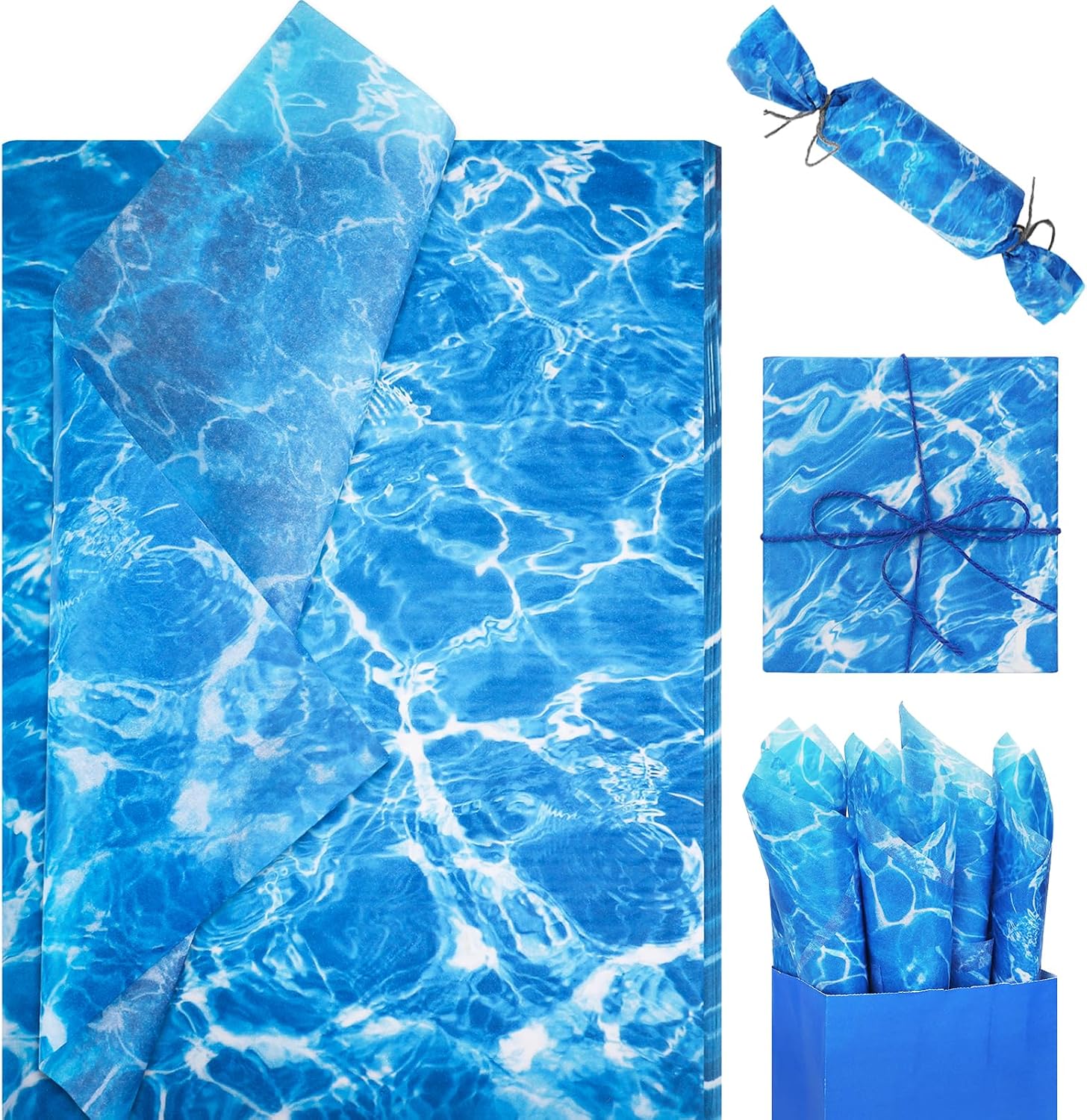 Amazon.com: 100 Sheets Ocean Waves Tissue Paper, 20 x 14in Ocean Wavy ...