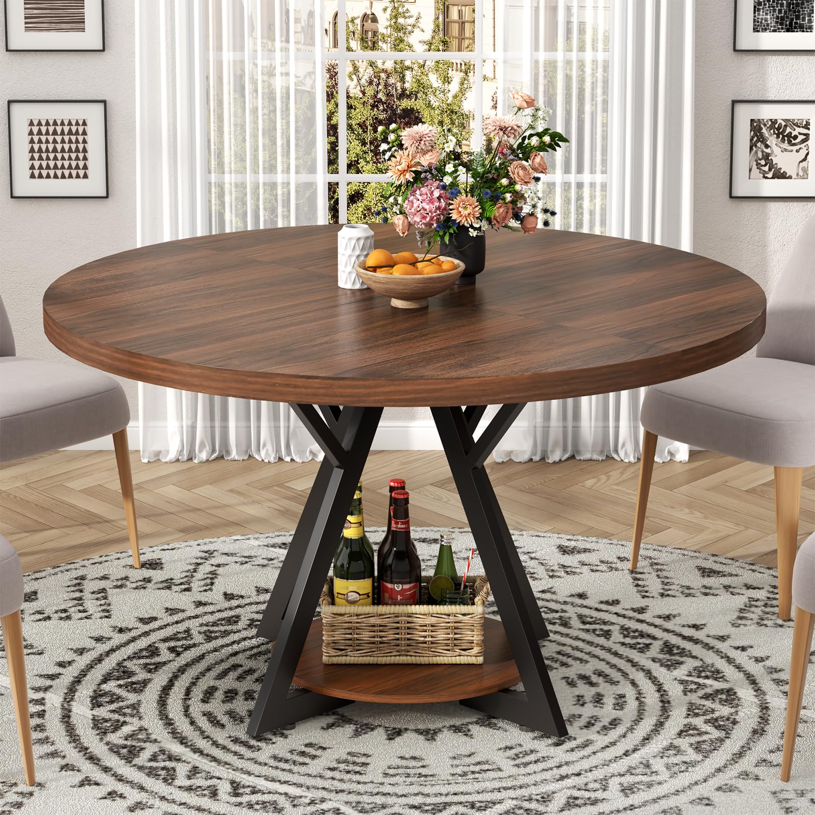 Amazon.com - Loomie Round Dining Table for 4, Modern Kitchen Table, 47. ...