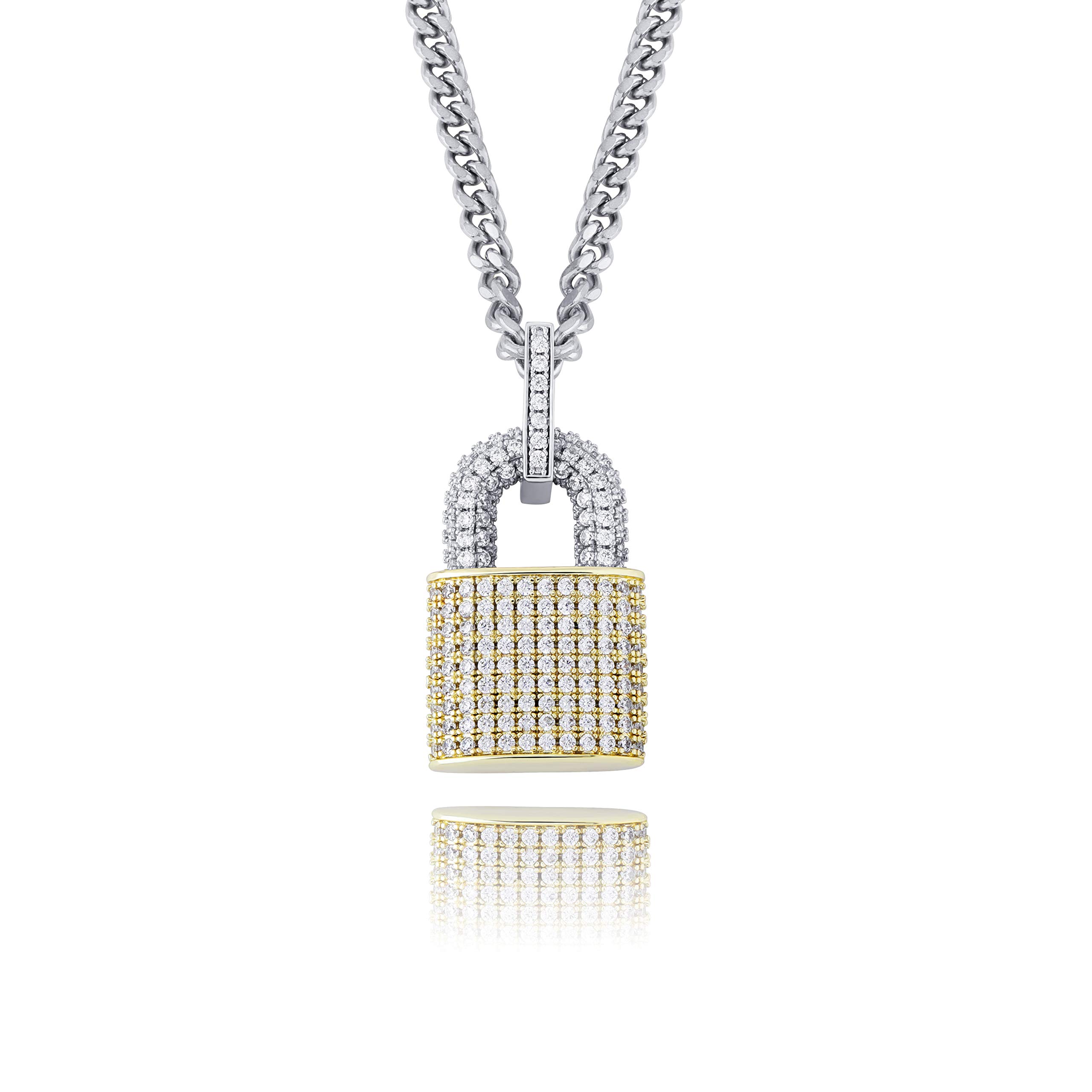 Snapklik.com : TOPGRILLZ 14K Gold Plated Iced Out Lock Pendant Necklace ...