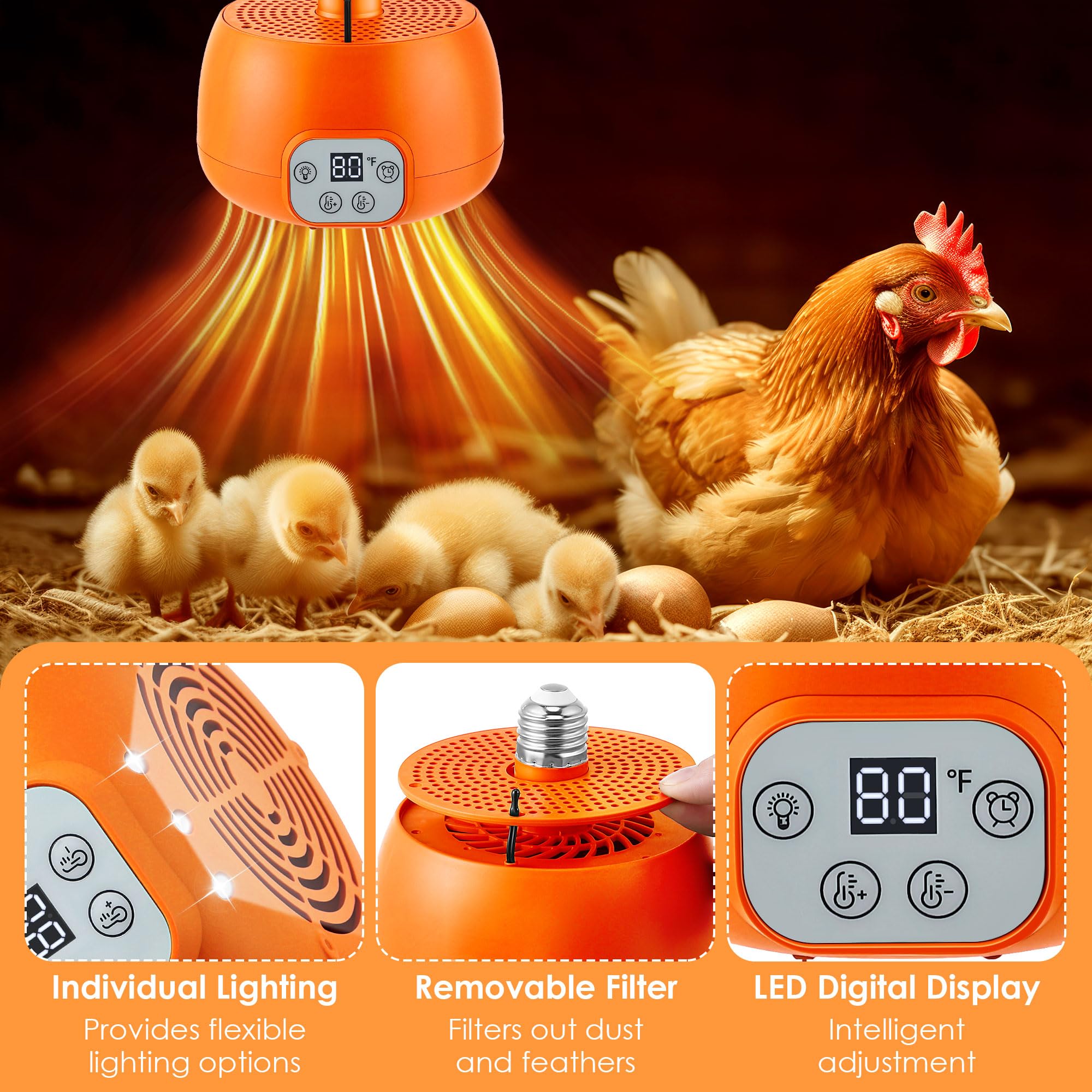 Snapklik.com : 1 Pack Chicken Coop Heater, Timing Heat Lamp For ...
