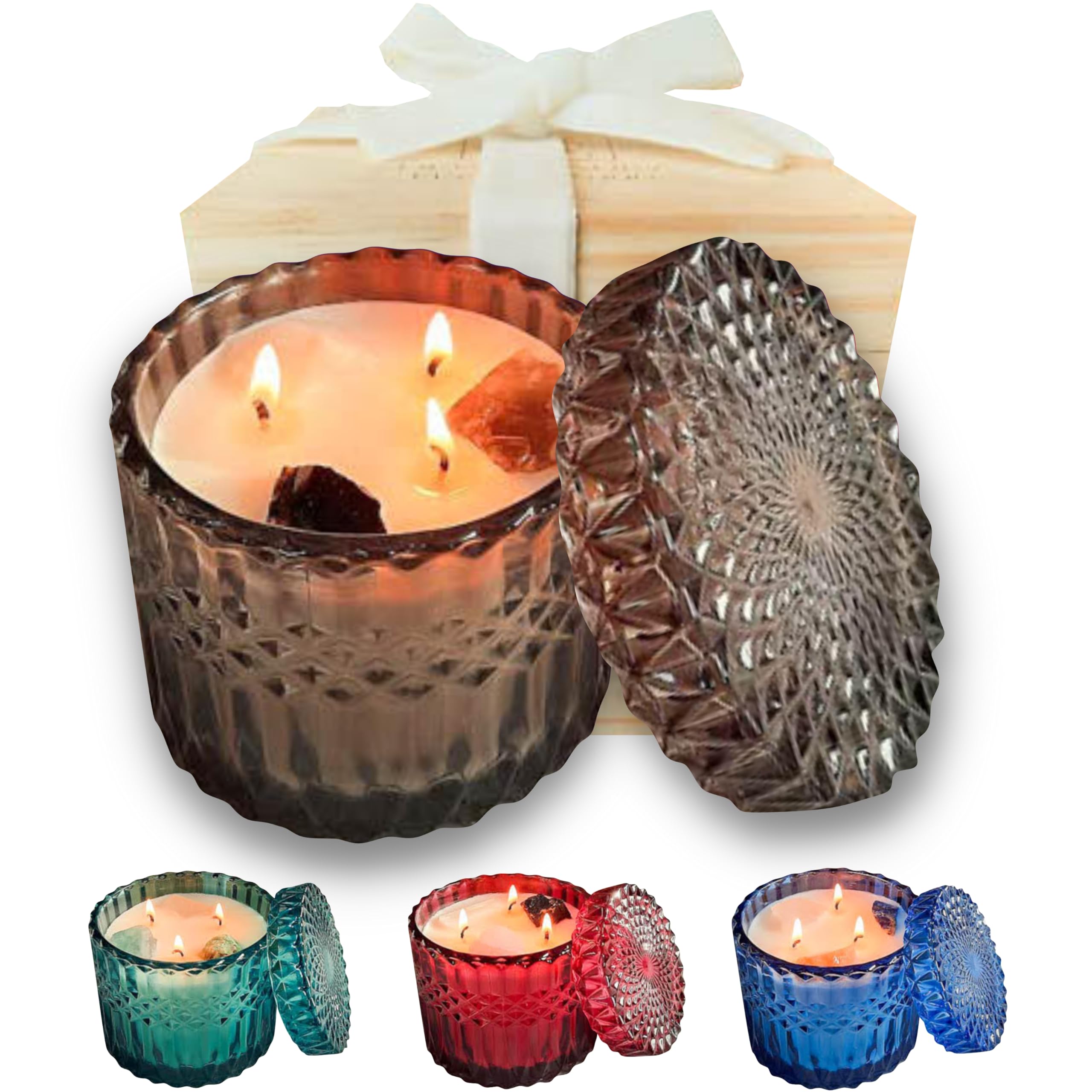 Amazon.com: Healing Crystal Candle - 14oz Soy Candles with Crystals ...