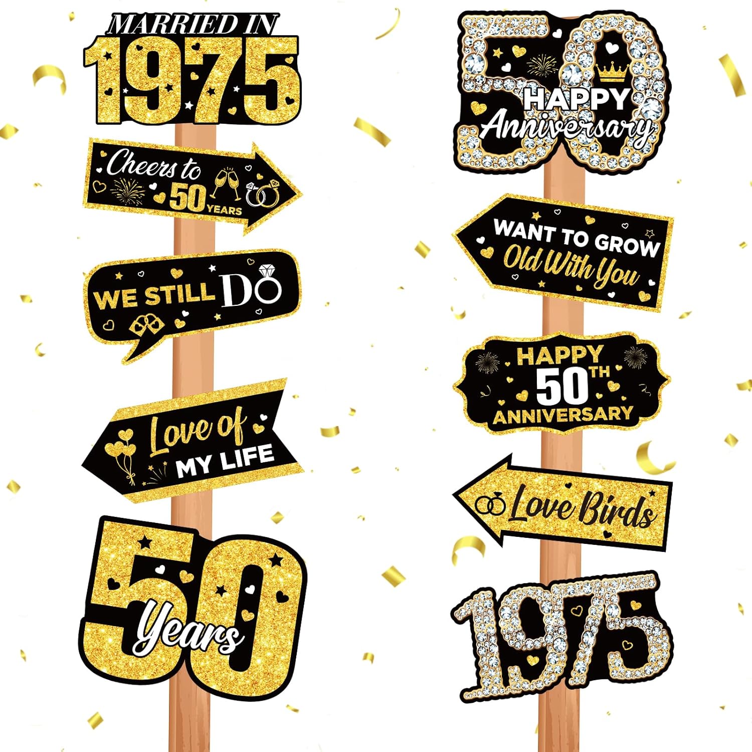 Amazon.com: 50th Wedding Anniversary Sign Decorations, 20Pcs Vintage ...