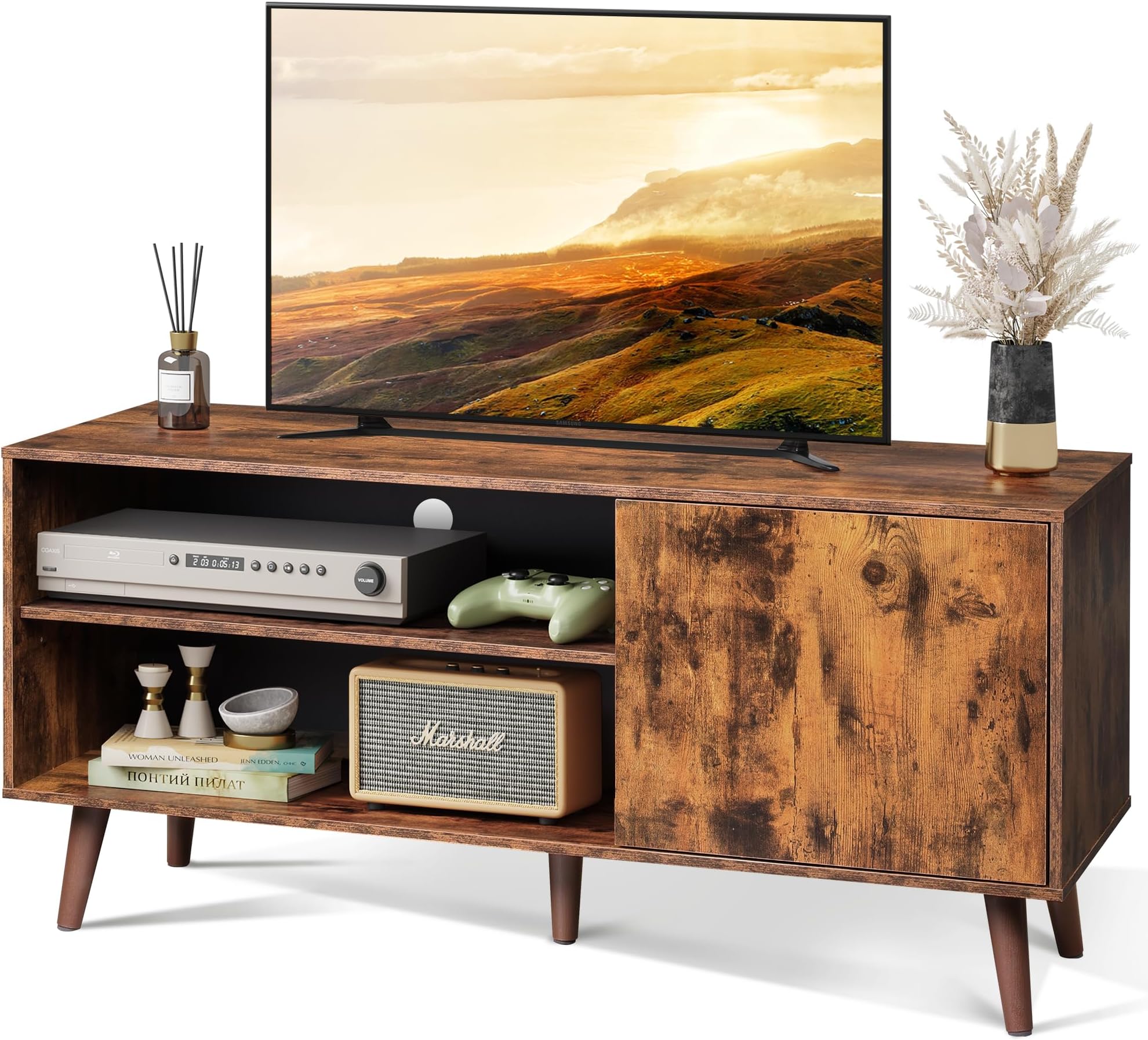 Amazon.com: AVAFORT Mid-Century TV Stand Console Modern Style with ...