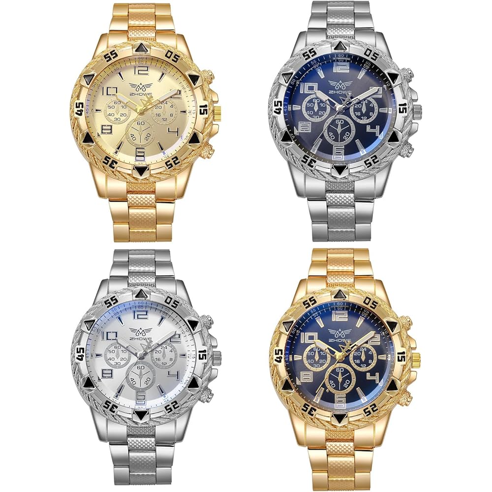 $4/mo - Finance 4 pcs Classics Business Watches for Men Big Face Men’s ...