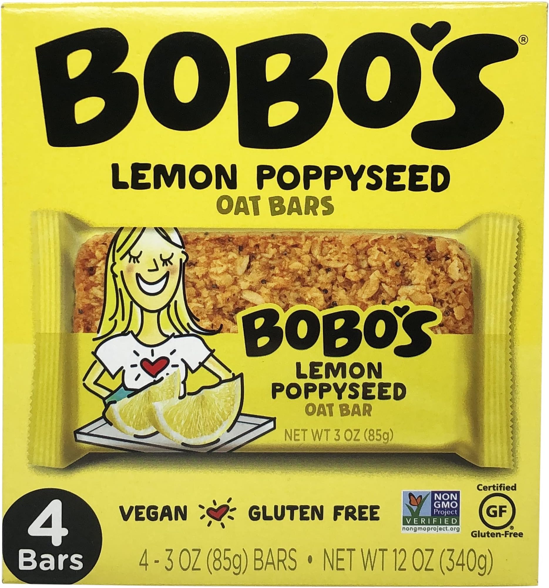 Amazon.com: Bobo's Oat Bars Lemon Poppyseed Oat Bar 4 Count, 3 OZ
