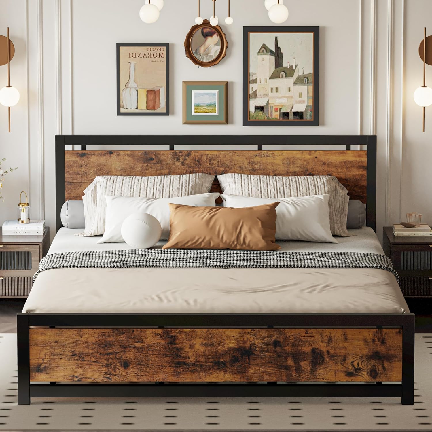 Amazon.com: ComfyCorner King Bed Frame, Platform Bed Frame King Size ...