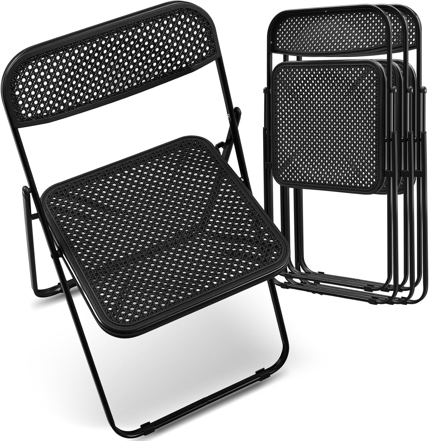 Amazon.com: Vercraft 4 Pack Mesh Folding Chair Plastic Folding Chairs ...
