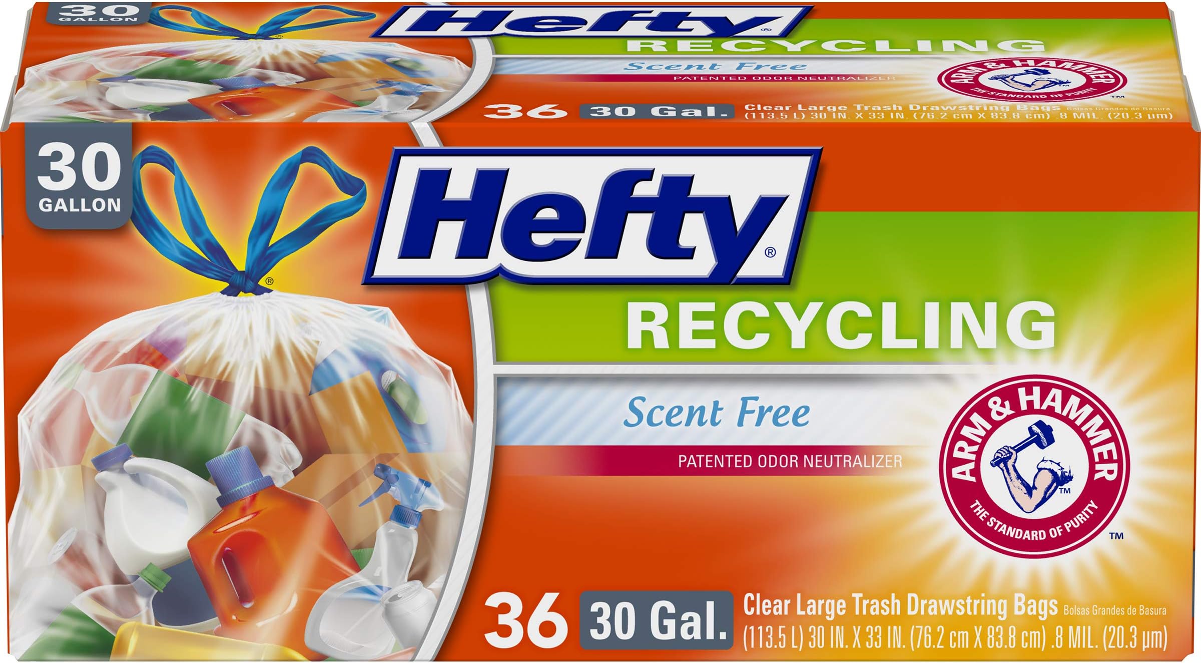 Amazon.com: Hefty Recycling Trash Bags, 36 Count