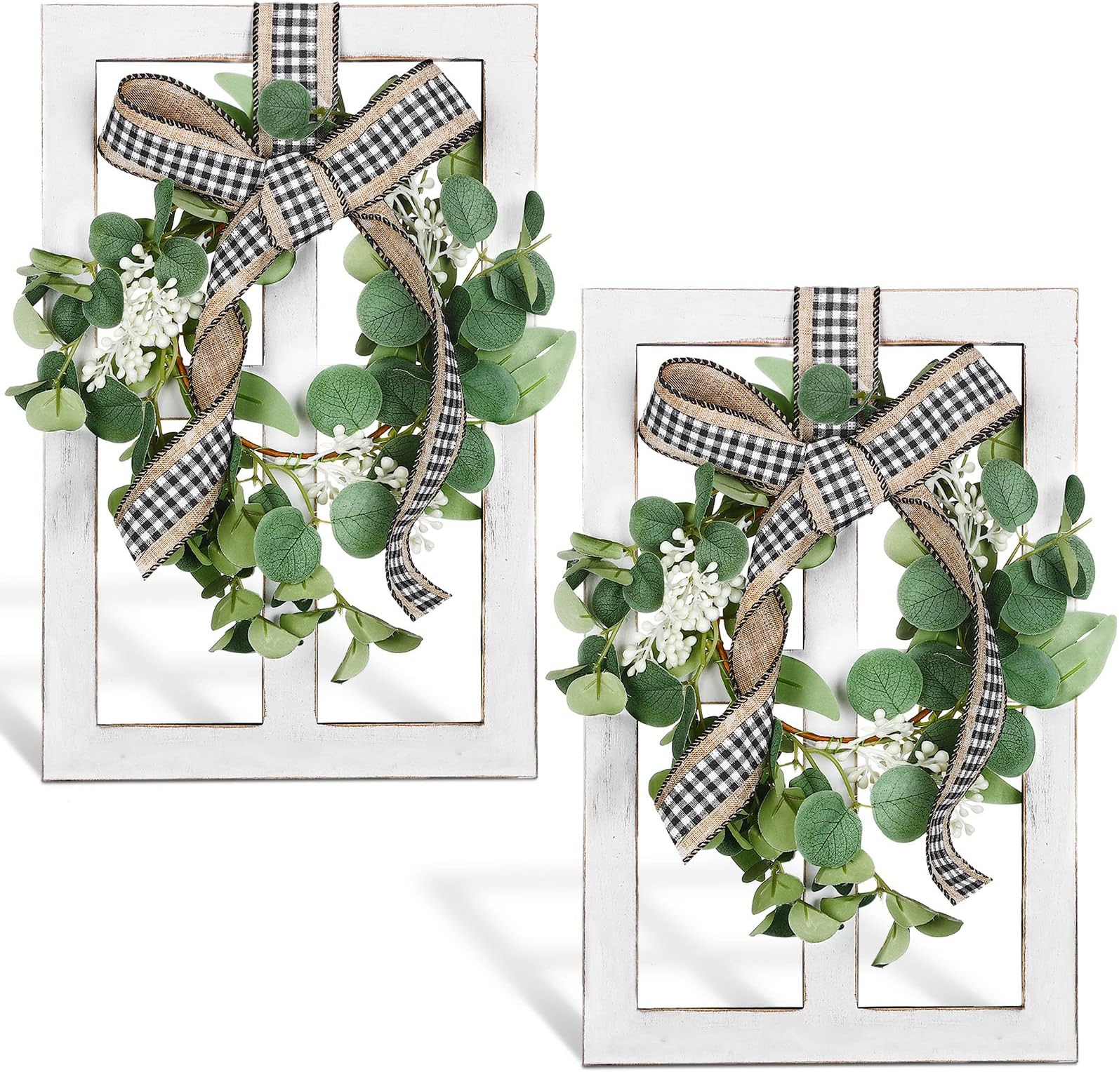Amazon.com: 2 Pieces Farmhouse Wall Decor Wood Window Frame with ...