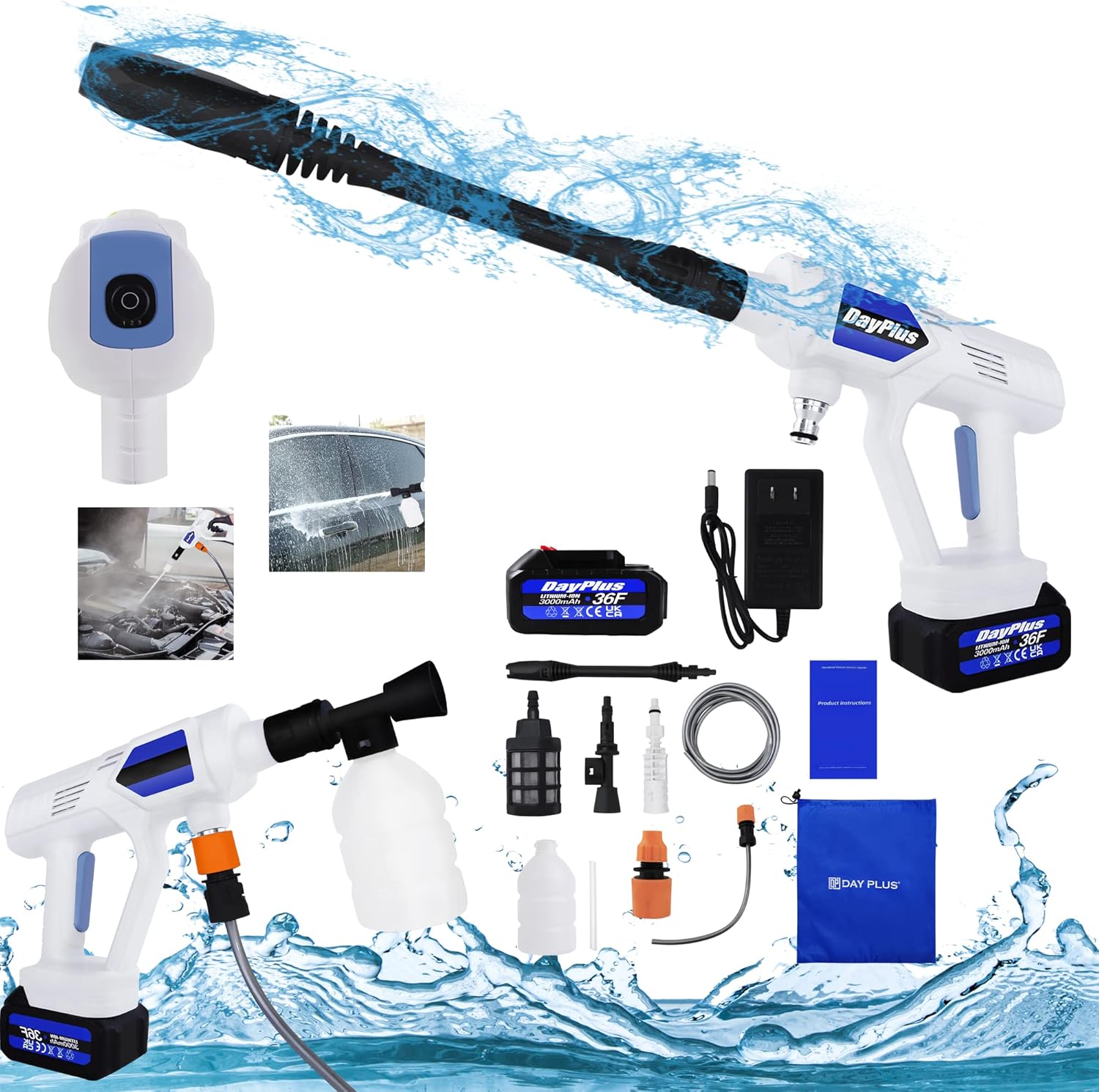 Amazon.com : Wireless Pressure Washer Cordless Car Cleaning Water Gun ...