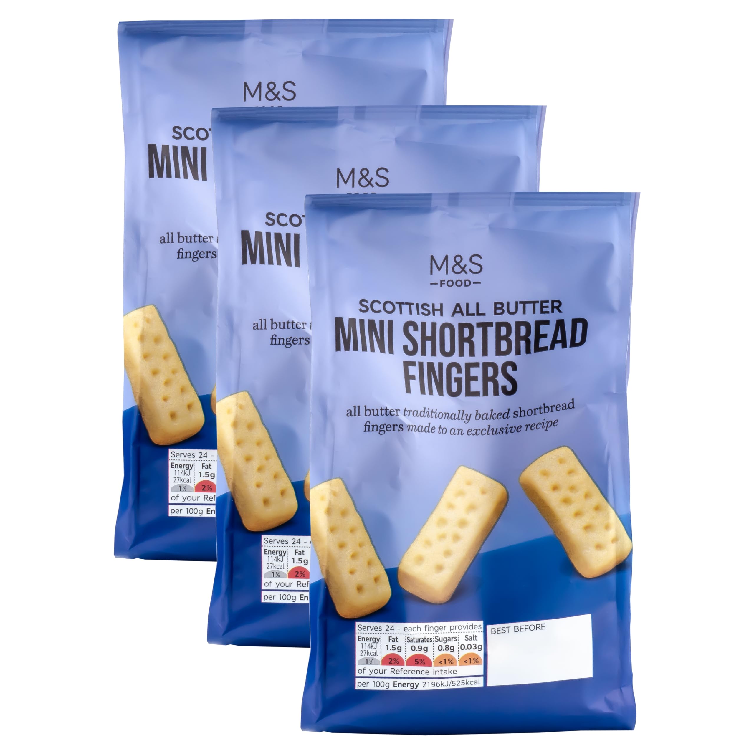 M&S Marks & Spencer Scottish All Butter Mini Shortbread Fingers, Traditional Shortbread Biscuits ...