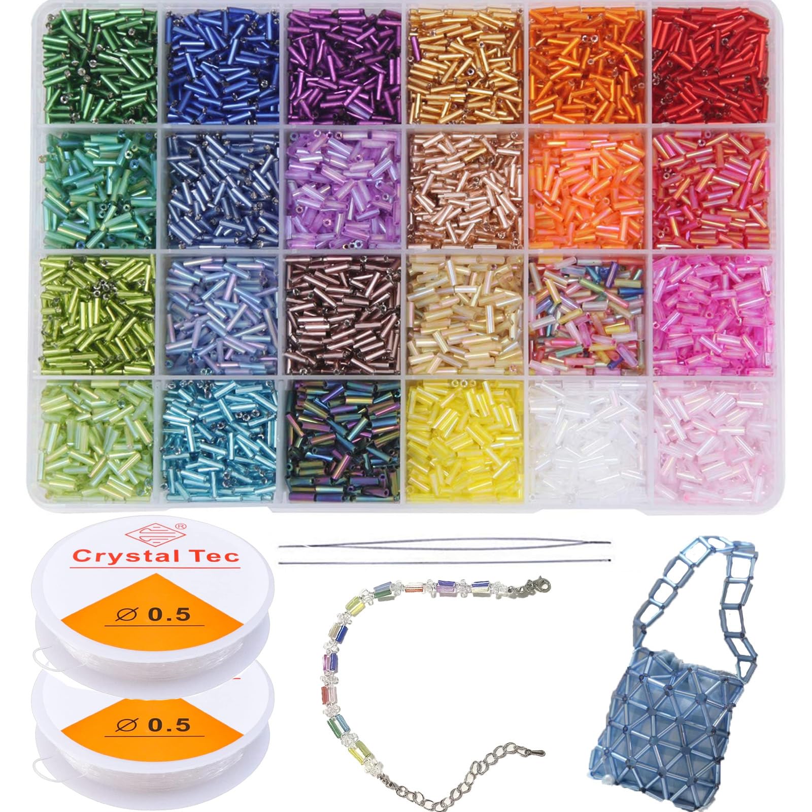 Amazon.com: GTAAOY 9600pcs Tube Beads Kit, Glass Bugle Seed Beads for ...