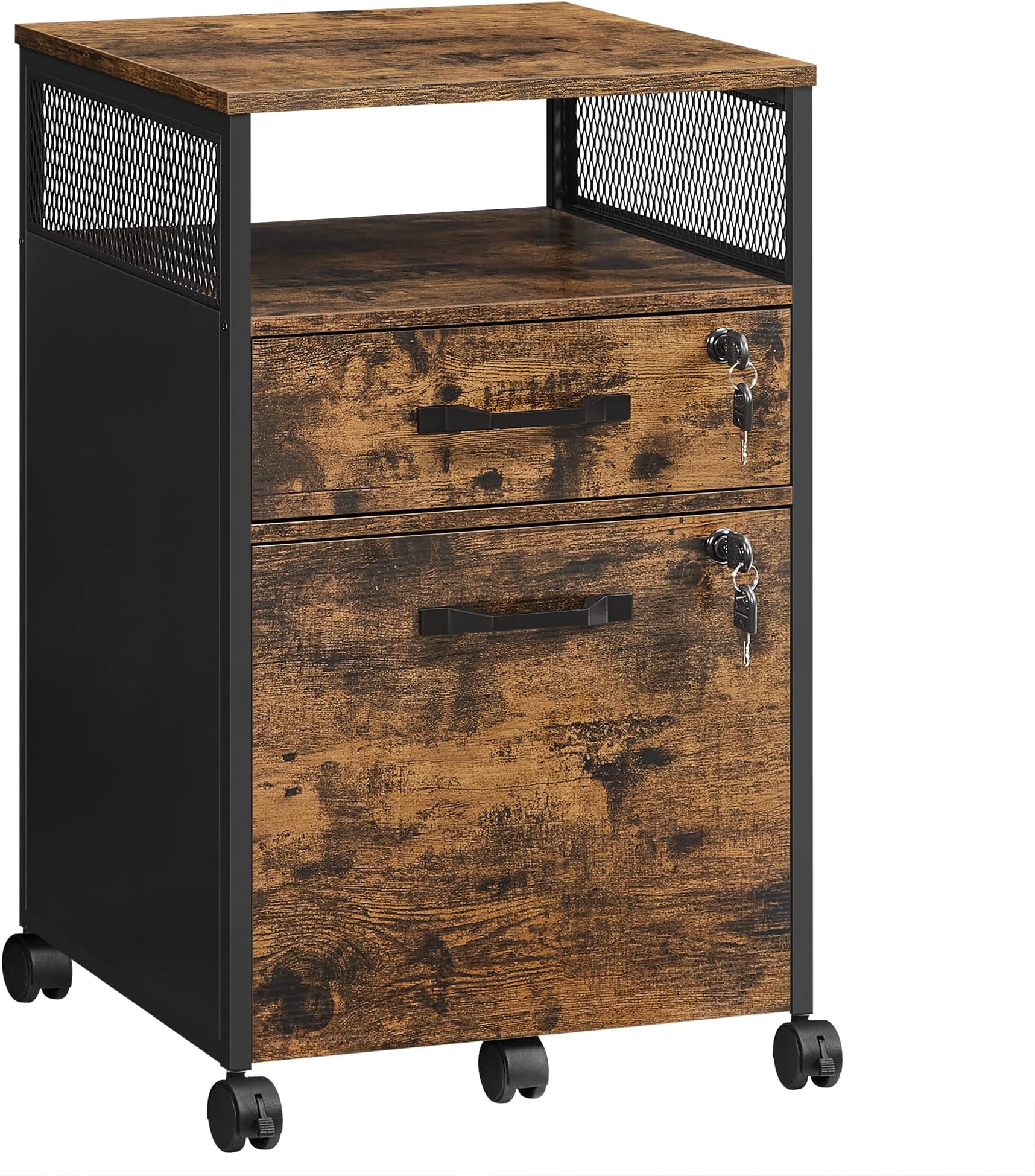 HOMCOM Rolling File Cabinet with 2 Drawers, Mobile Filing Cabinet with ...