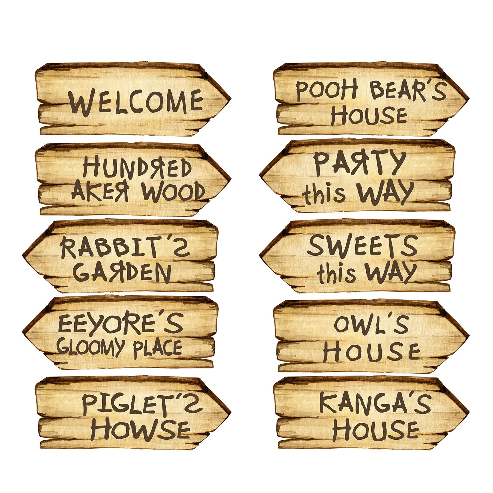 Classic Winnie Arrow Signs for The Pooh Baby Shower Decorations, 10 Pcs ...