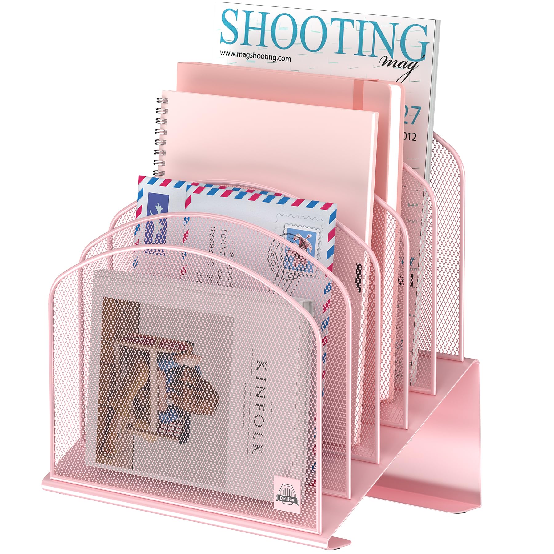 Amazon.com: Delifox Inclined Desk File Organizer, 5-Section Vertical ...