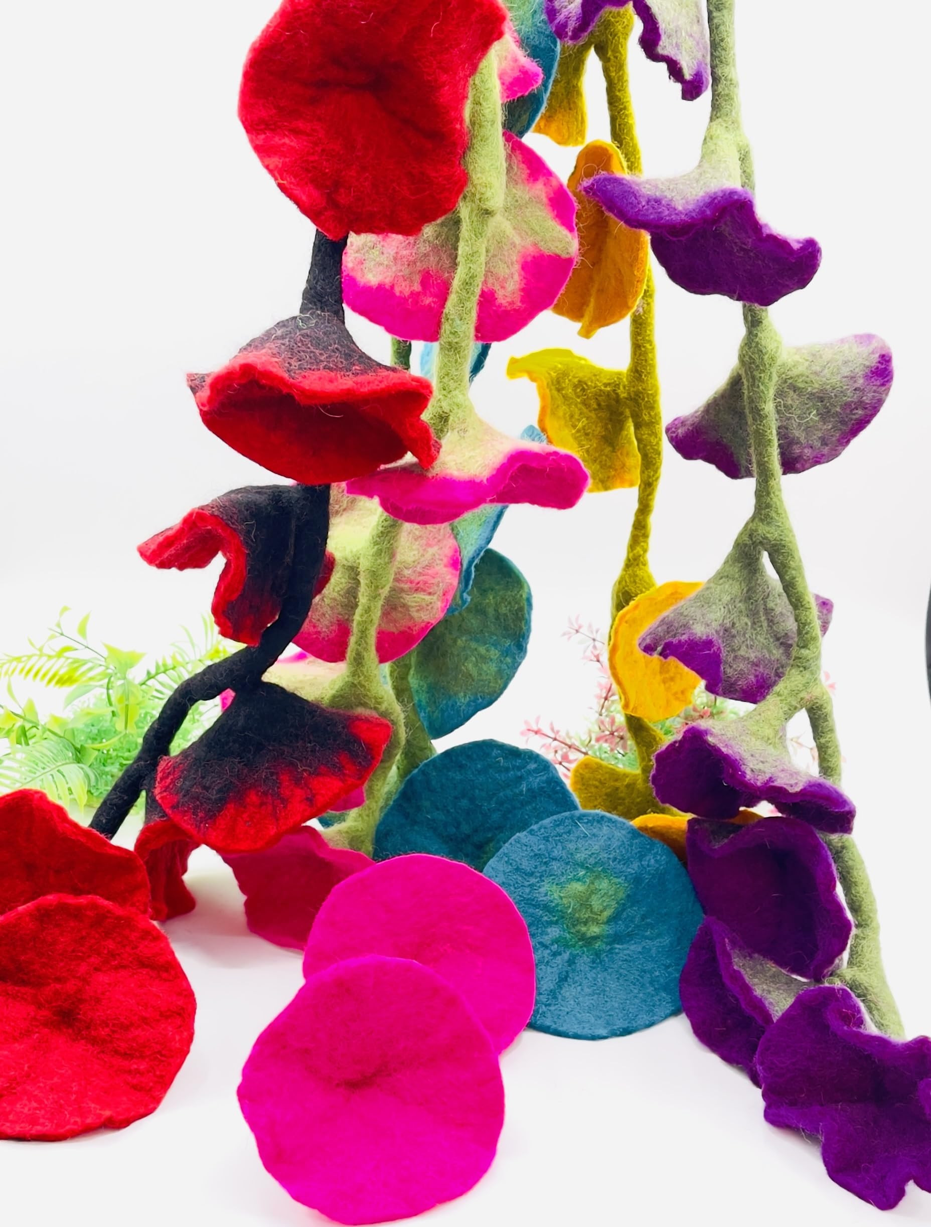 Amazon.com: 20 Flower 6 feet Wool Felt Garland - Handmade in Nepal ...