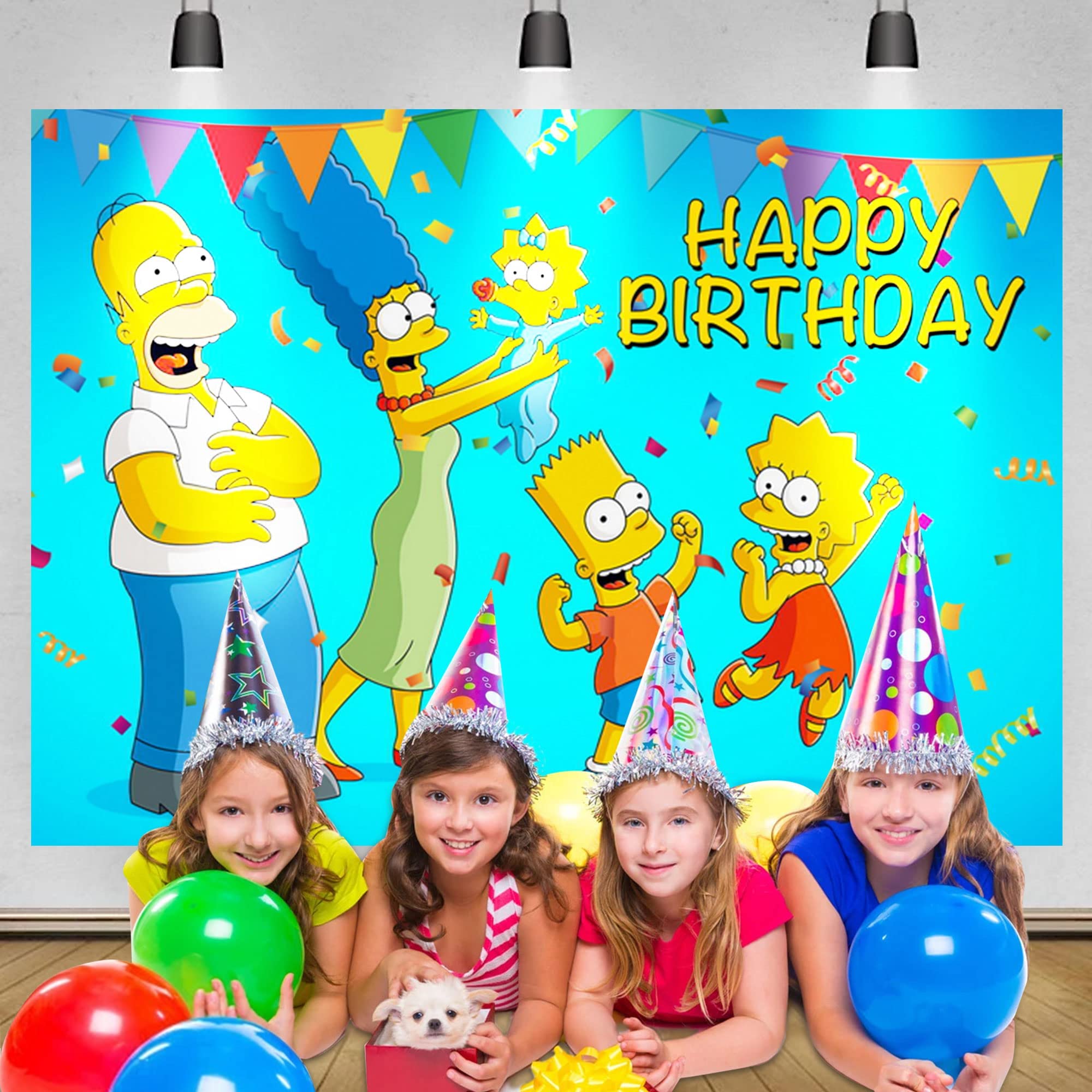The Simpsons Backdrop Birthday Party Supplies Cartoon Funny Family ...