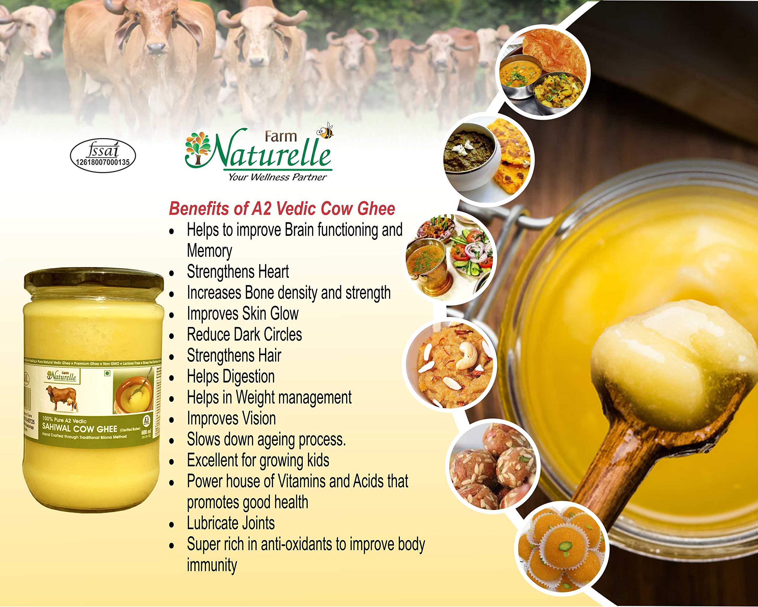 Buy Farm Naturelle-A2 Desi Cow Ghee from Grass Fed Sahiwal Cows,Vedic ...