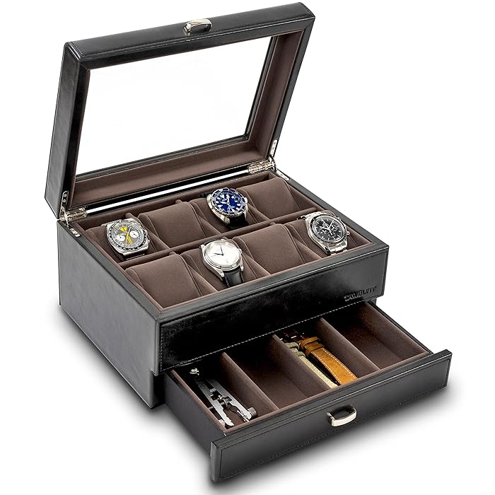 Buy TAWBURY Watch Storage Case for Men – 8 Watch Box for Large Watches ...