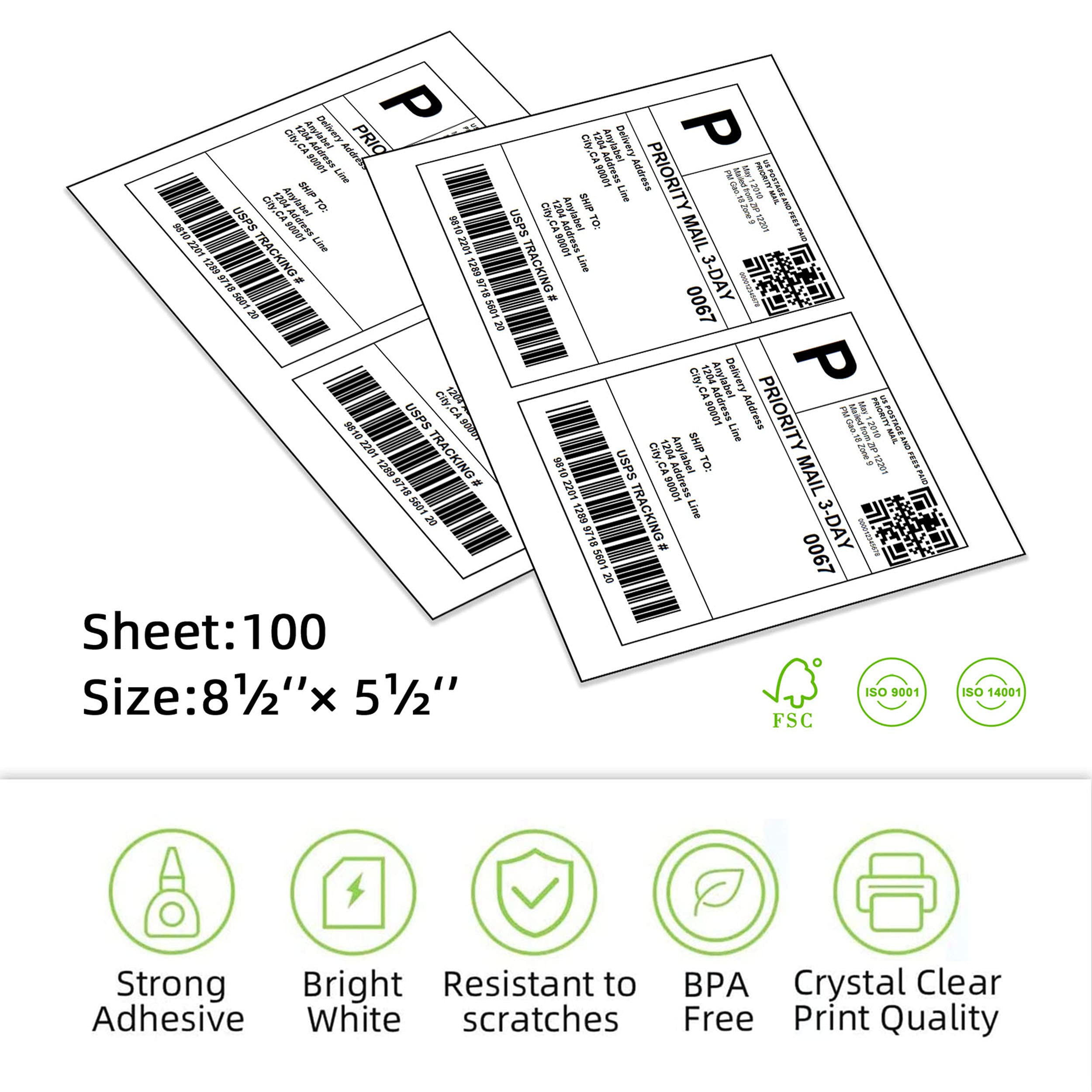 Snapklik.com : Anylabel 8.5 X 5.5 Half Sheet Self Adhesive Shipping ...