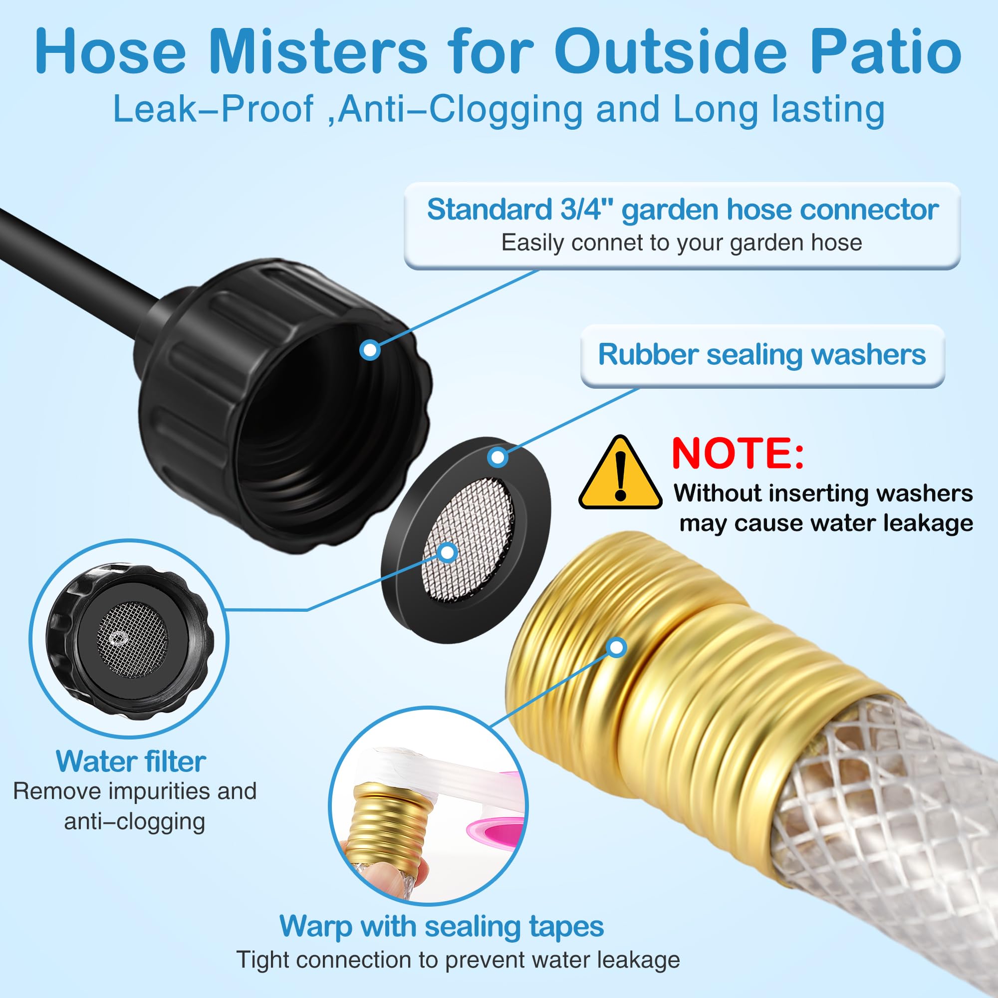 Snapklik.com : Dunkive 60 Inch Hose Mister For Outside Patio, Flexible ...