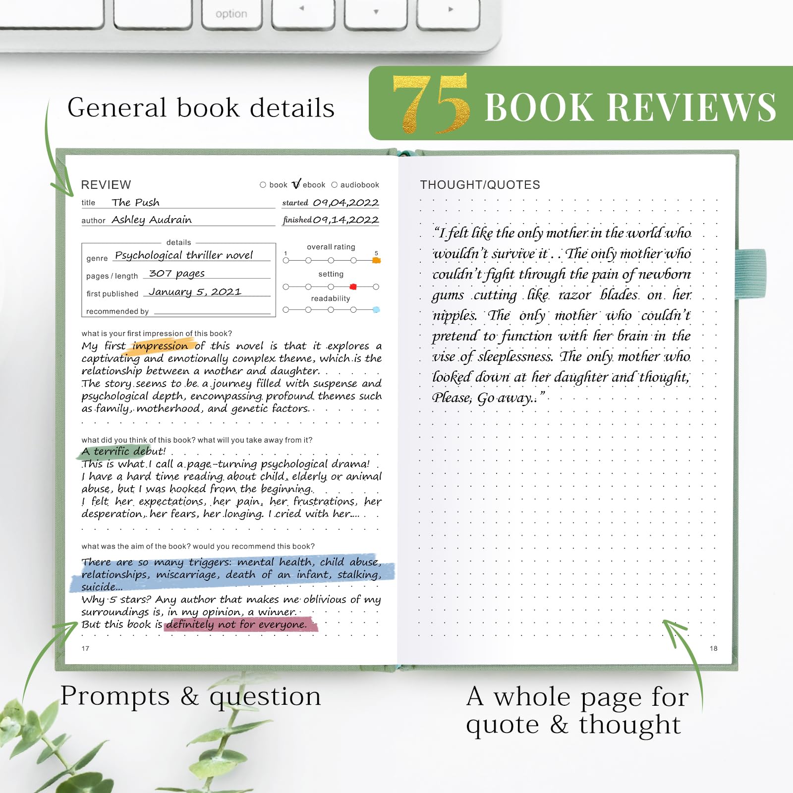 Snapklik.com : JUBTIC Reading Journal - Log And Track Reading Progress ...