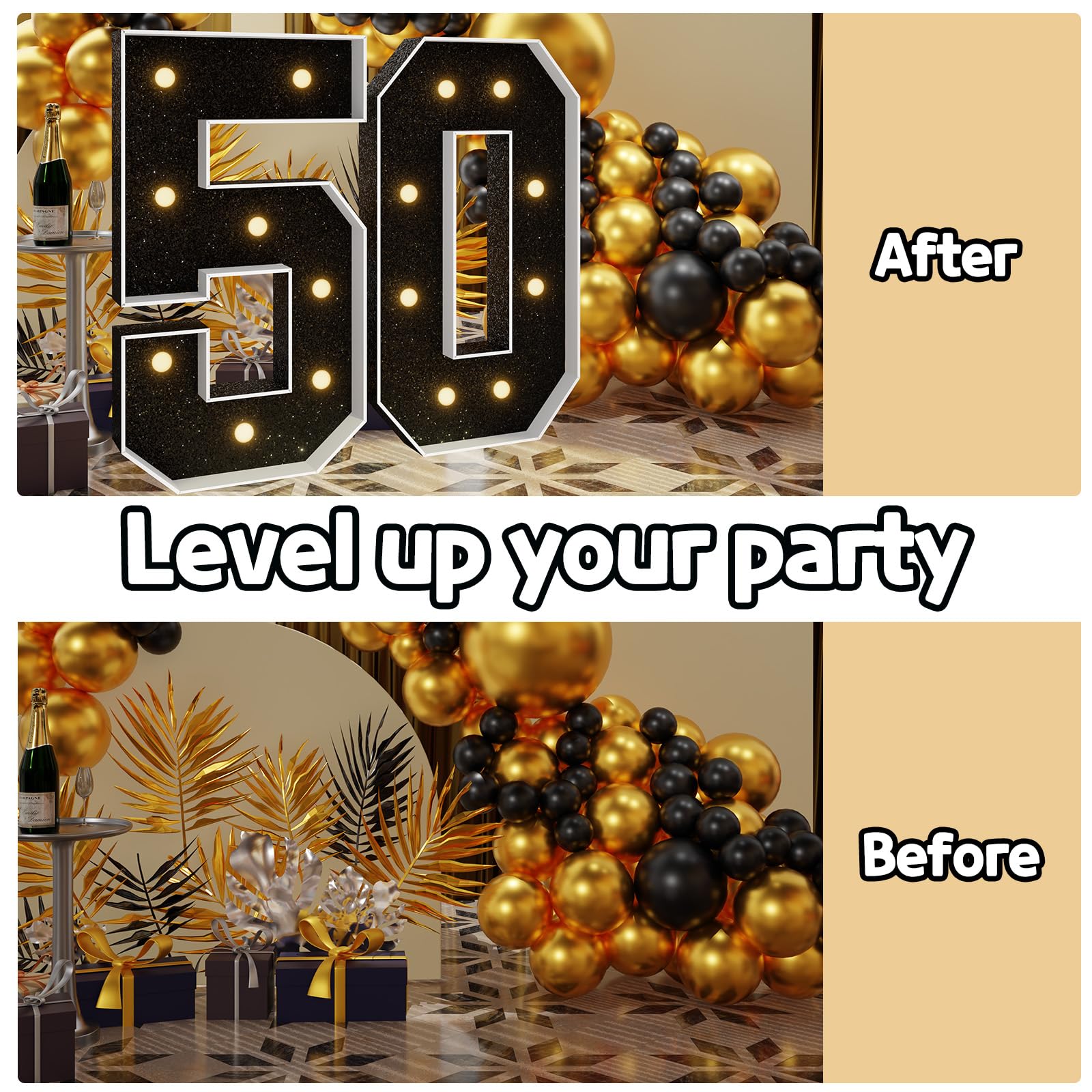 3FT Black 50th-Birthday Decorations Numbers: 50th Birthday Party ...