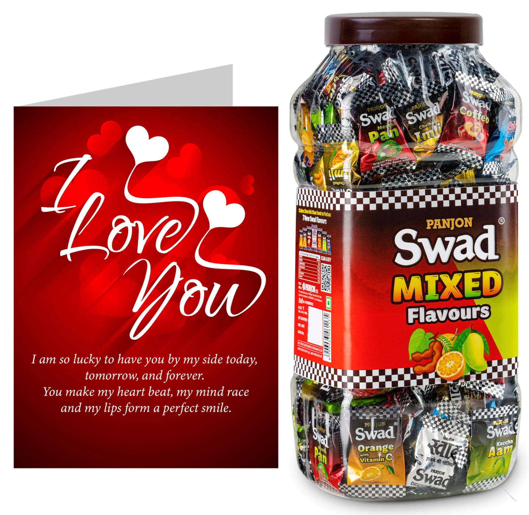 Swad I love you Gift with Card (Swad Mixed Flavours Candy 200 Jar & 1 ...
